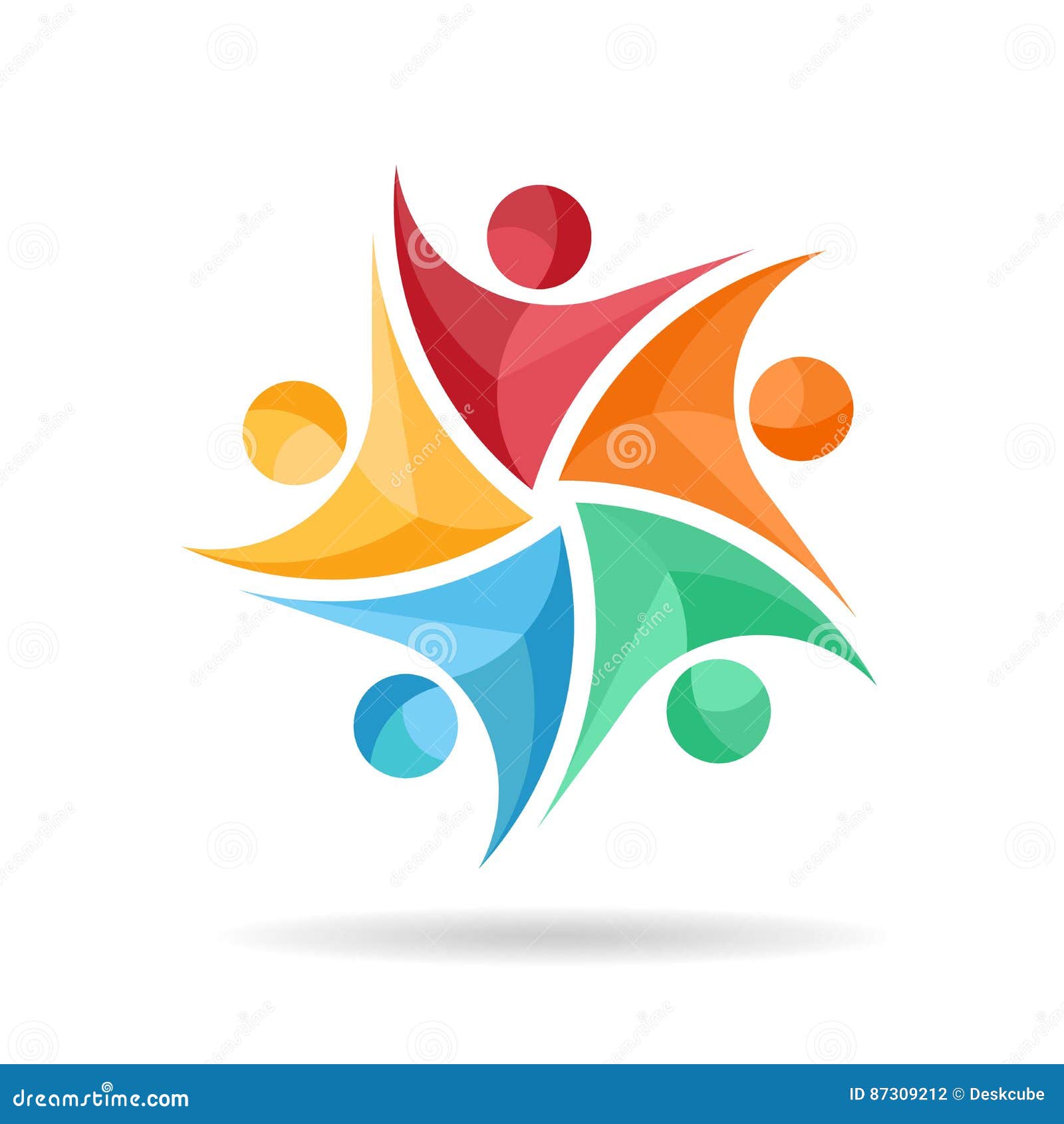 Teamwork Five People Logo. Cartoon Vector | CartoonDealer.com #86419059