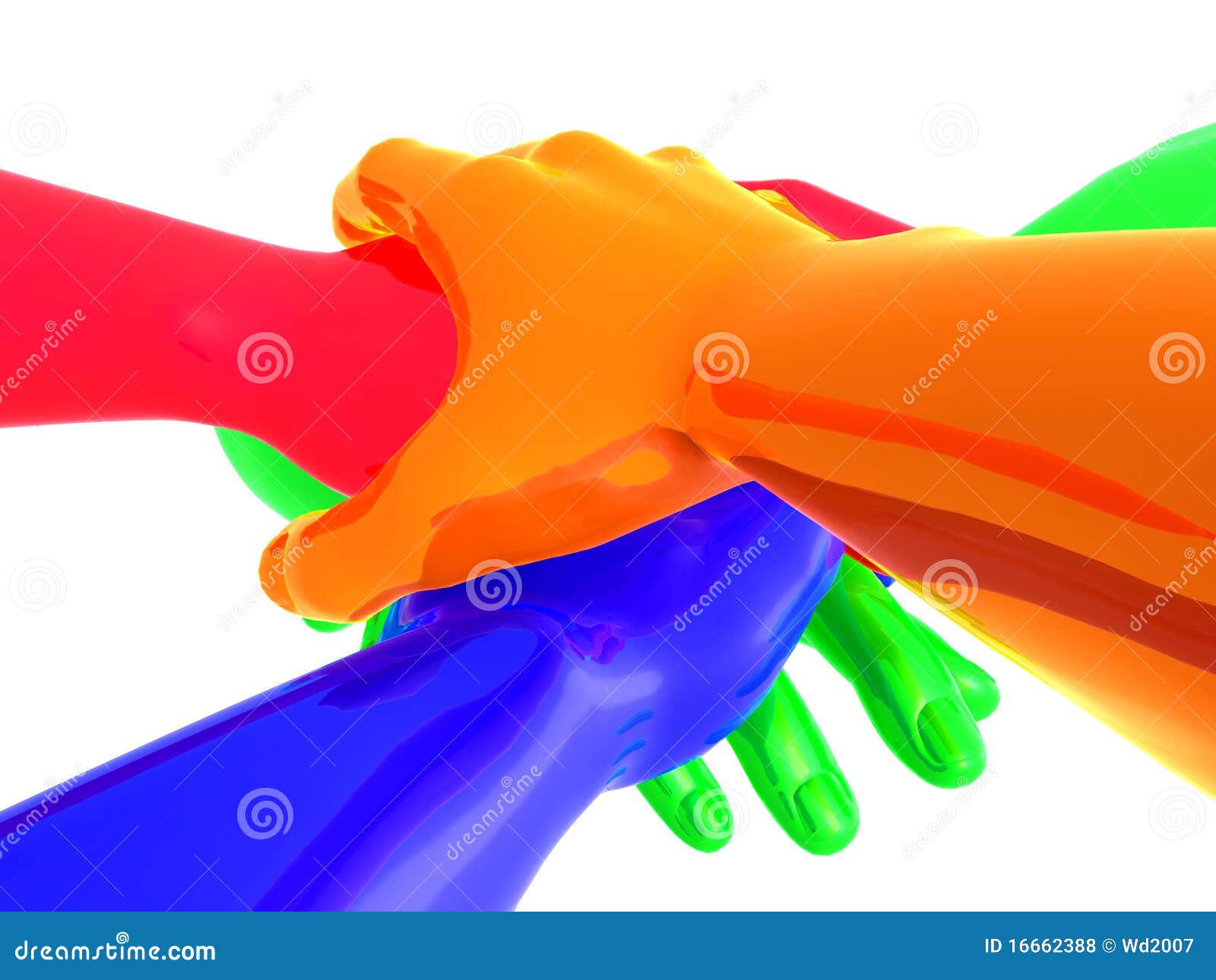 Colorful Teamwork Symbol 3d Arms Stock Illustration - Illustration of ...
