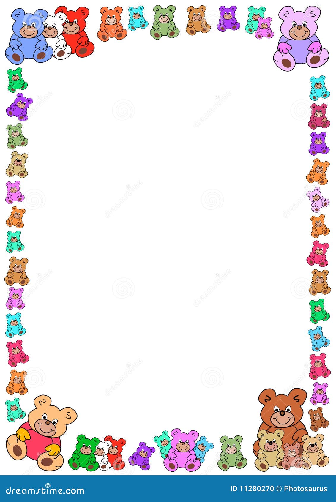 Colorful teddies border stock vector. Image of teddy - 11280270