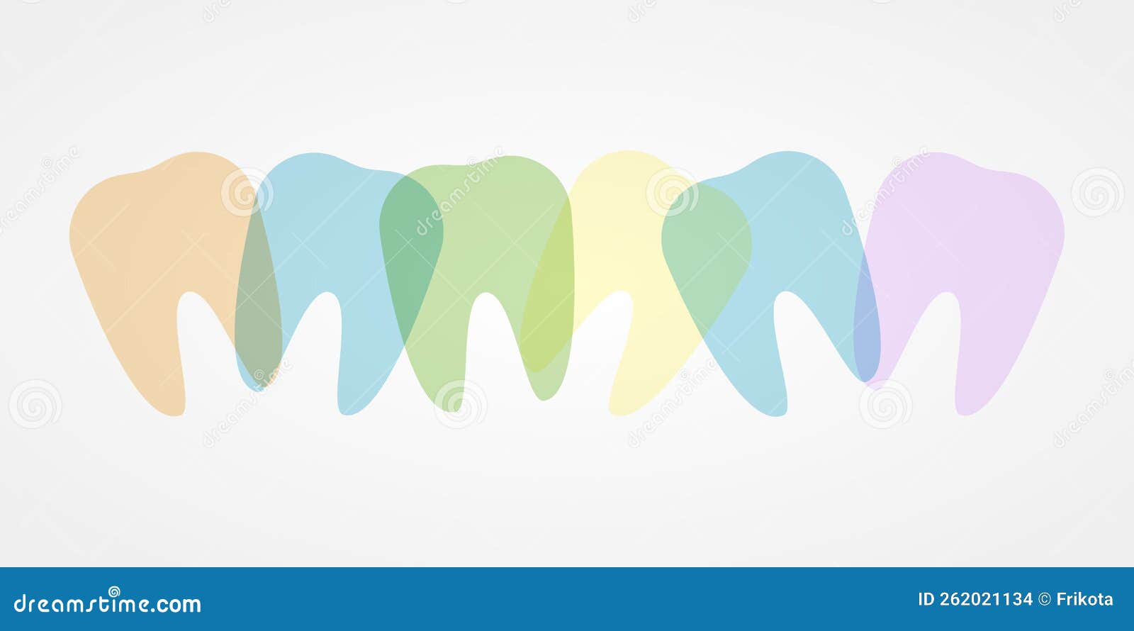 Colorful Teeth Illustration. Translucent Silhouettes. Horizontal Format ...