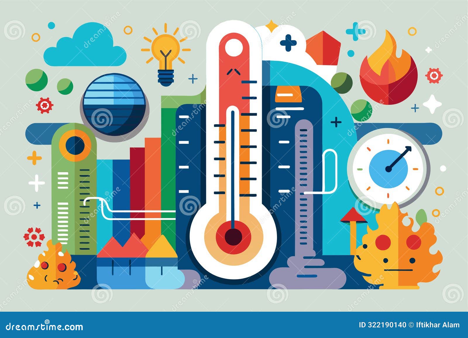Colorful Temp Measurement Graph with Adjustable Disproportion, Symbols ...