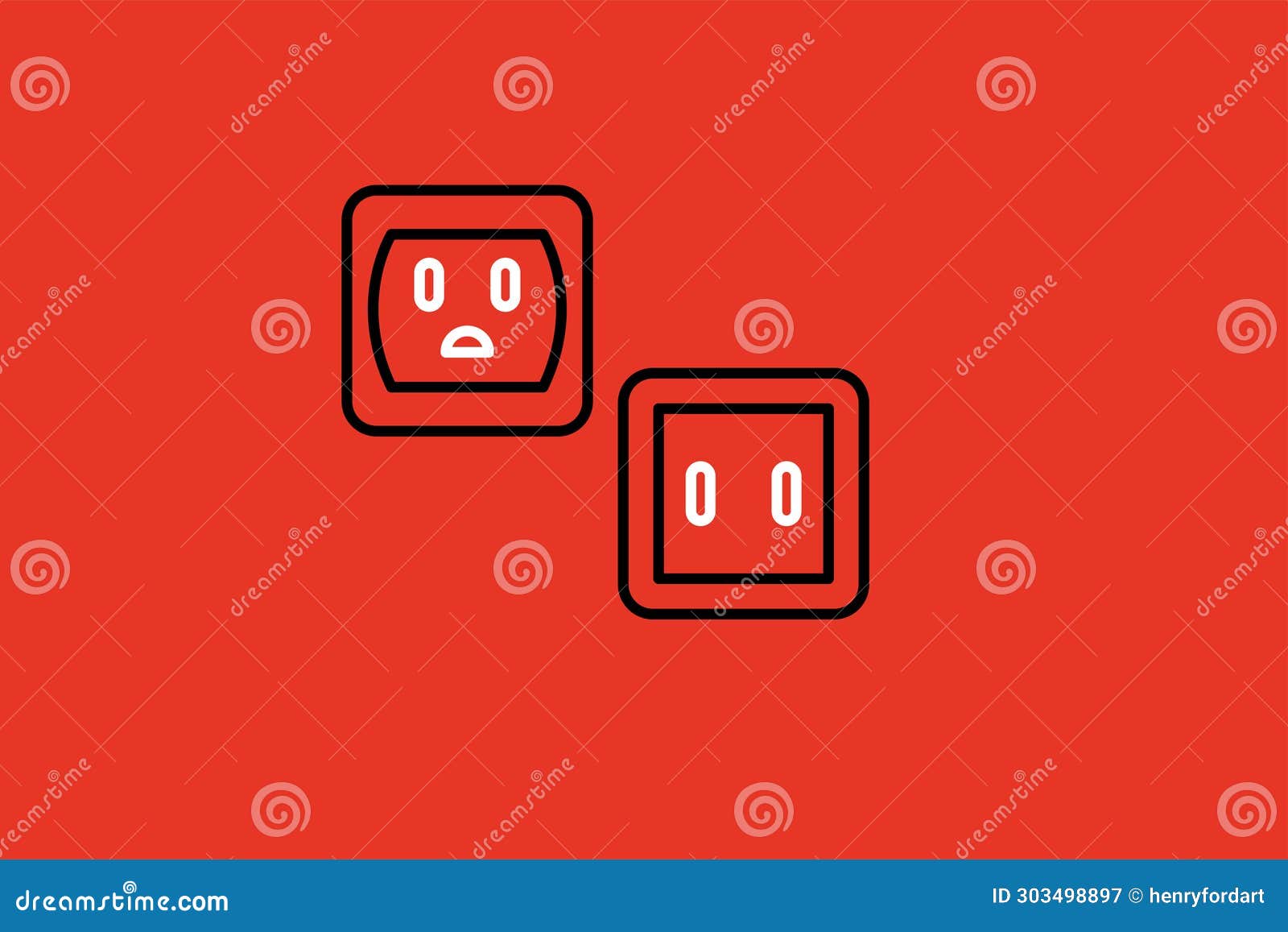 Illustration of Two Electrical Outlets. Vector Icon on a Red Background ...