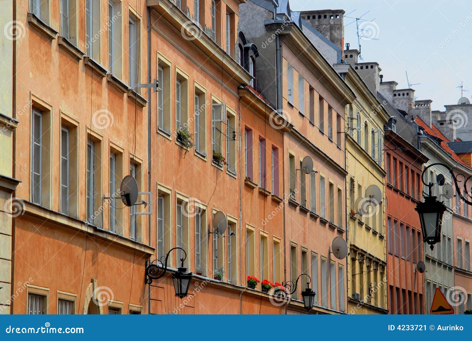 Colorful tenement houses stock image. Image of retro, urban - 4233721