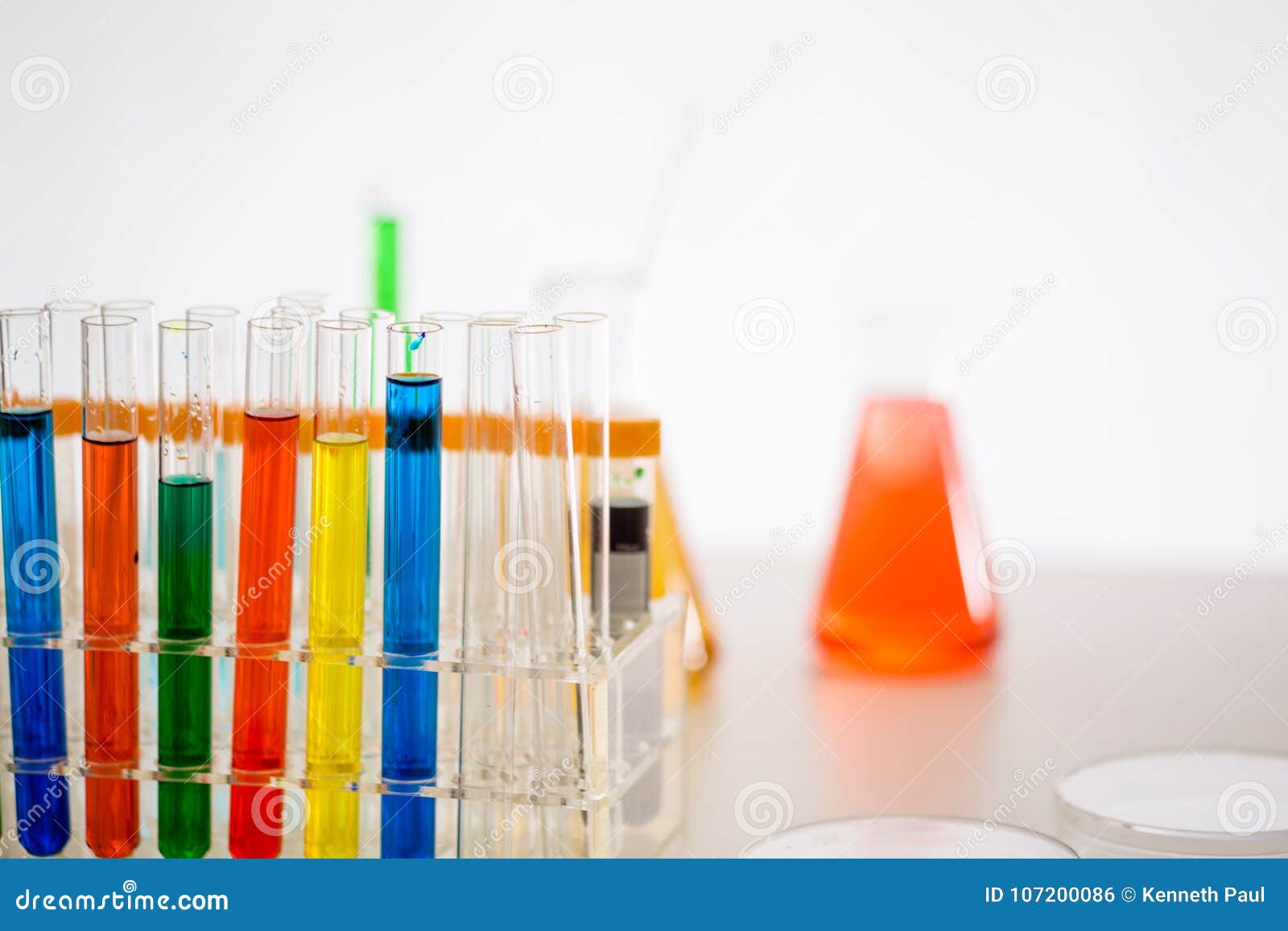 Colorful Test Tubes in Holder Stock Photo - Image of equipment, rainbow ...