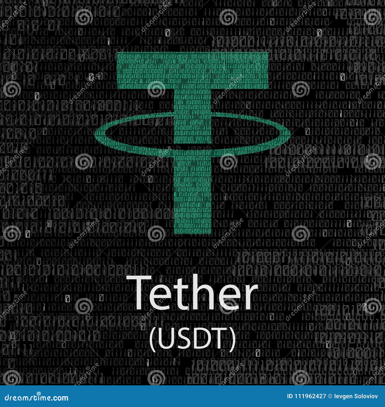 Tether Cryptocurrency Token Symbol, USDT Coin Icon In Circle With Pcb ...