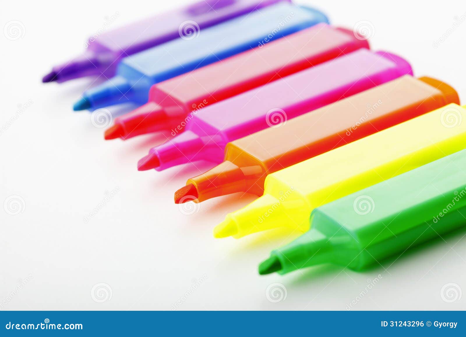 Colorful Text Markers Isolated on White Stock Photo - Image of objects ...