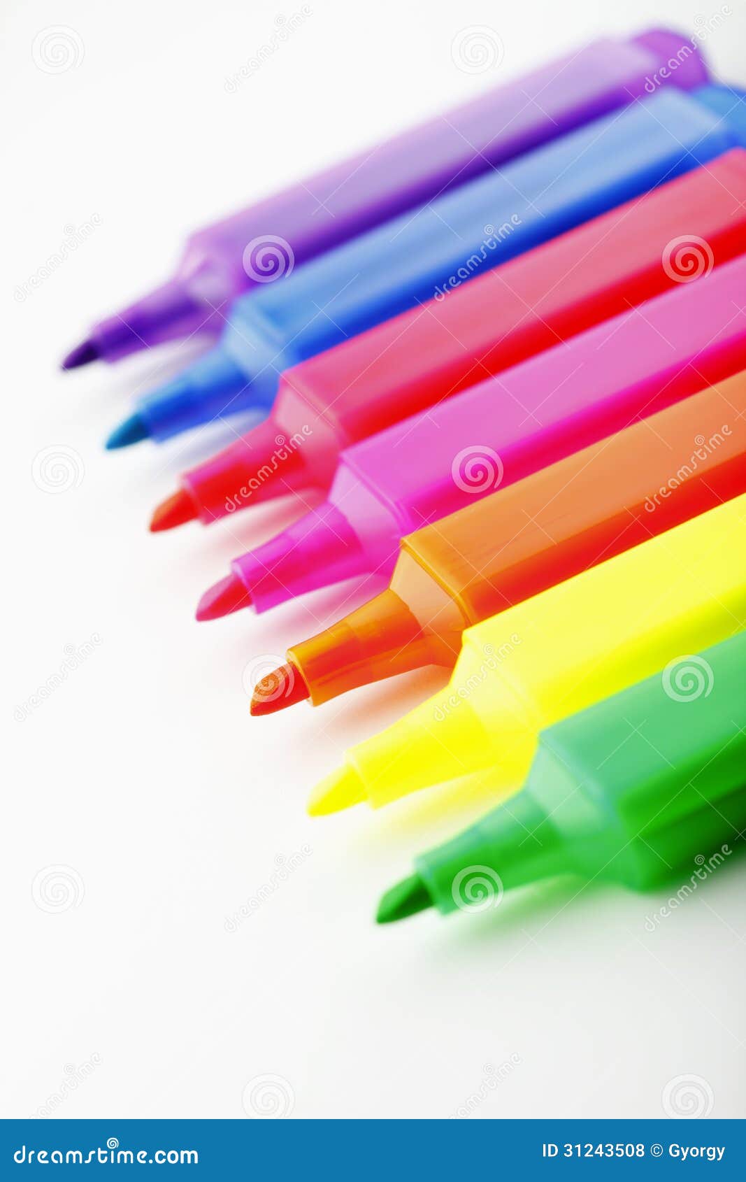 Colorful Text Markers Isolated on White Stock Photo - Image of ...