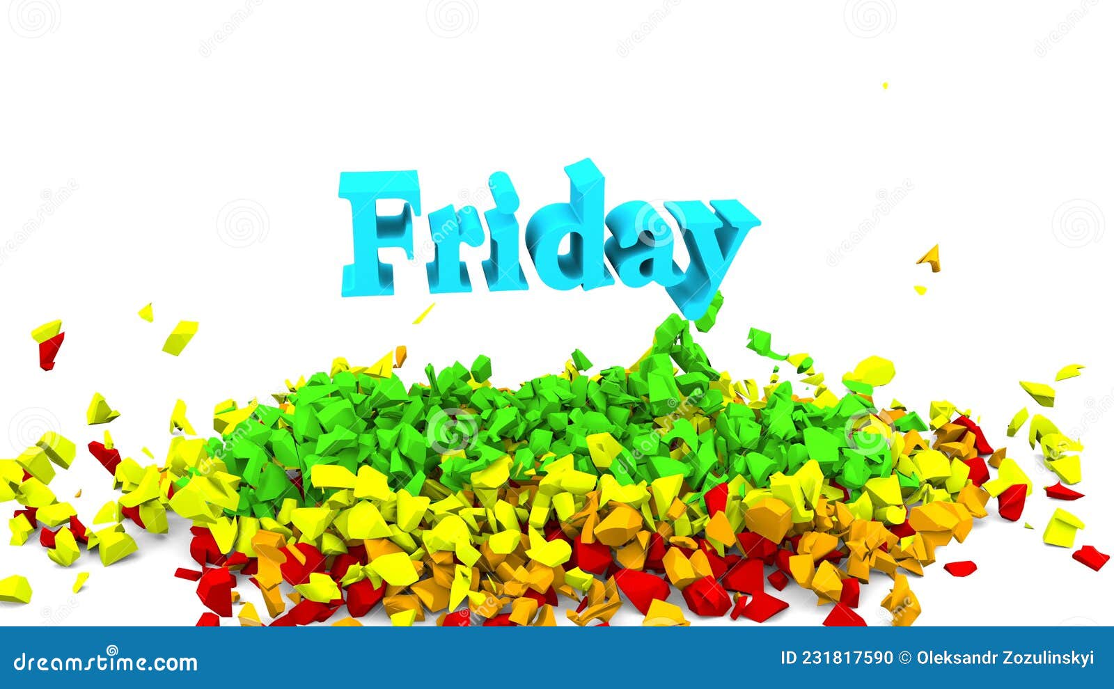 Colorful Text of the Names of the Days of the Week Falls and Breaks ...