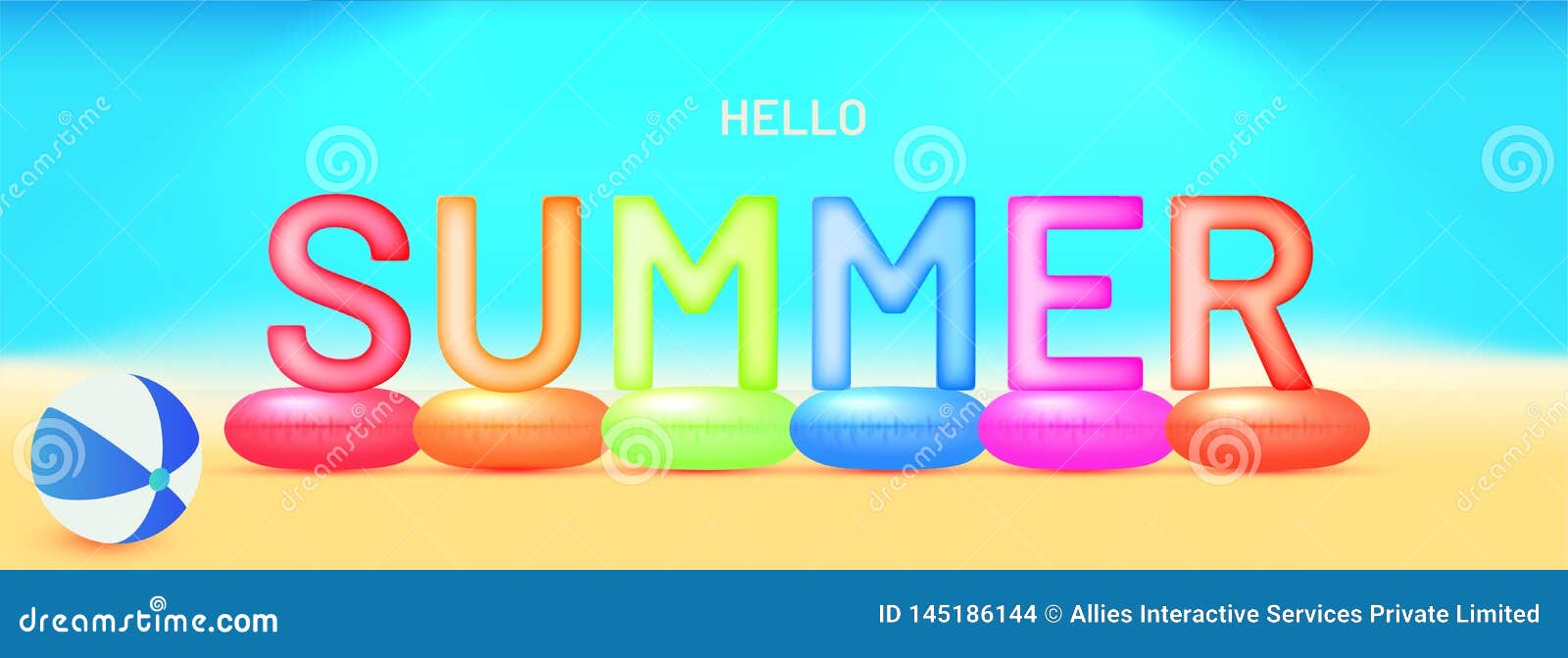Colorful Text of Summer, Summer Party Header Banner Stock Illustration ...