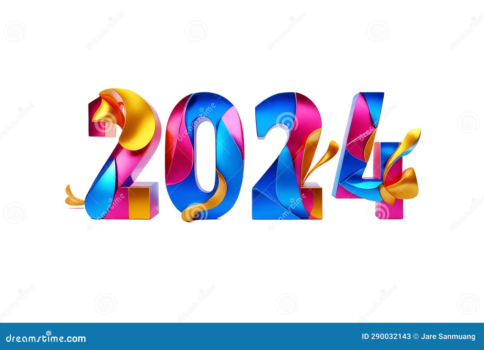 Colorful Text 2024 on Transparent Background.generative Ai. Stock Image ...