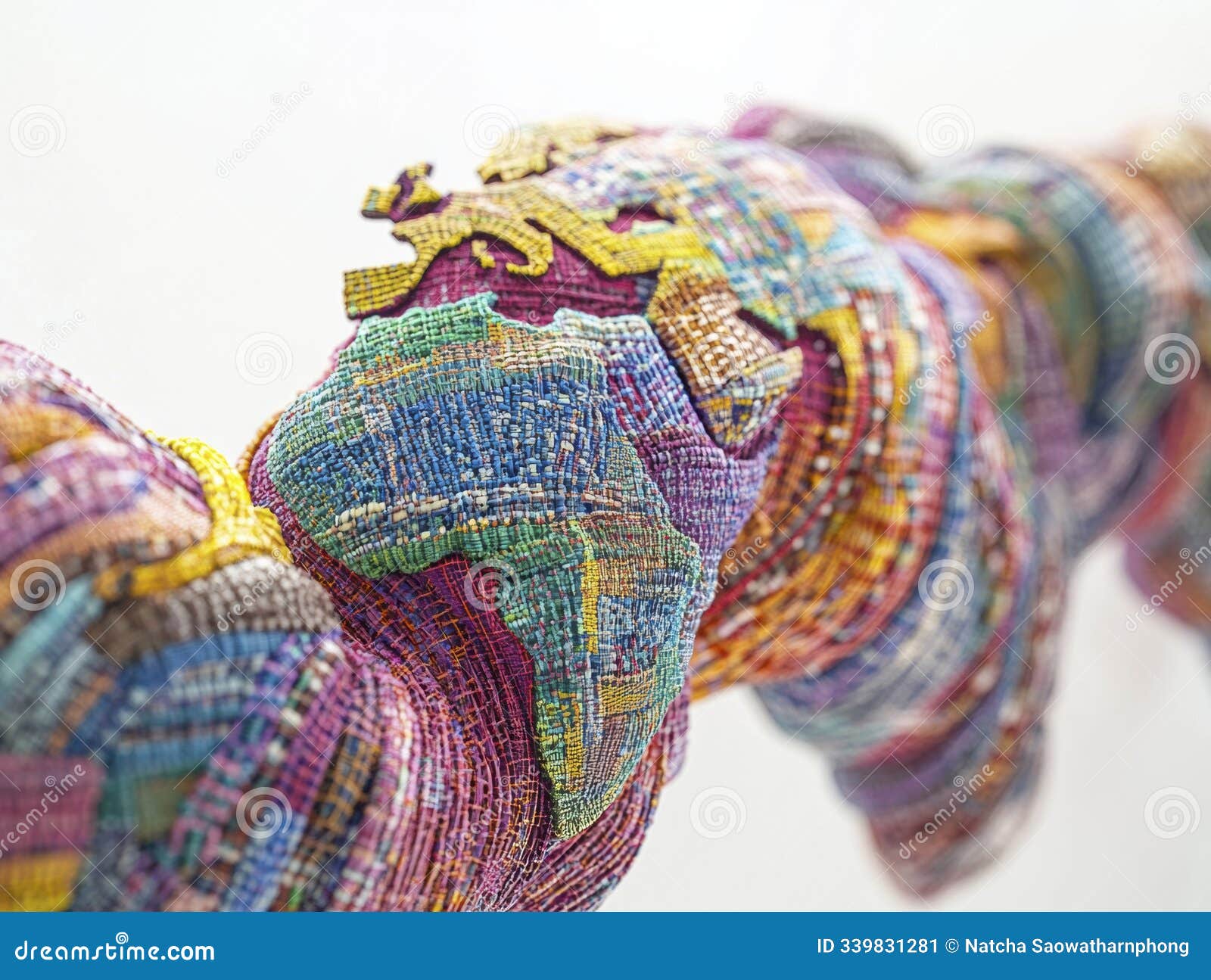 Colorful Textile Art Representing a Braided World Map, Generative AI ...