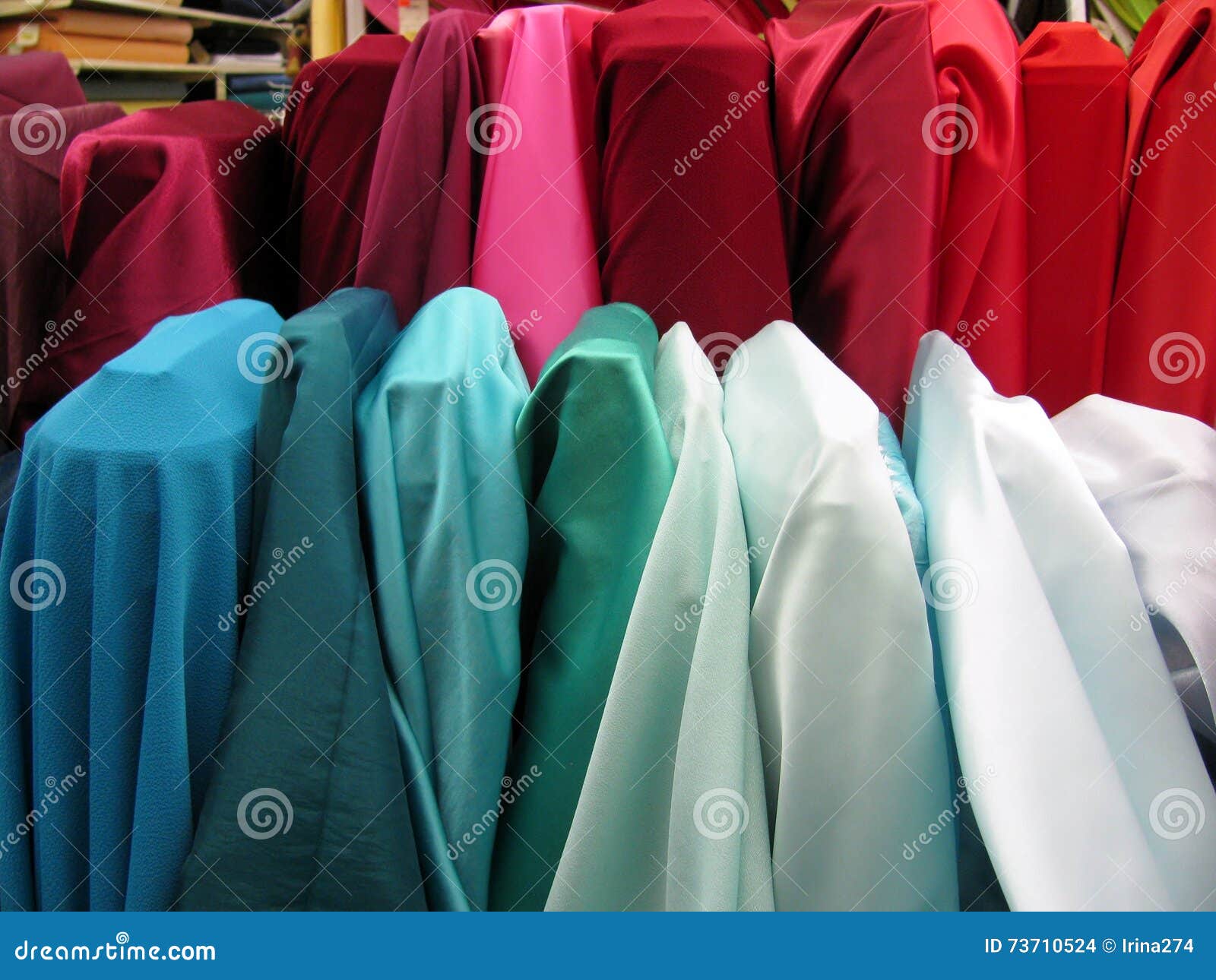 Colorful Textile Fabric Material Rolls. Stock Photo - Image of ...