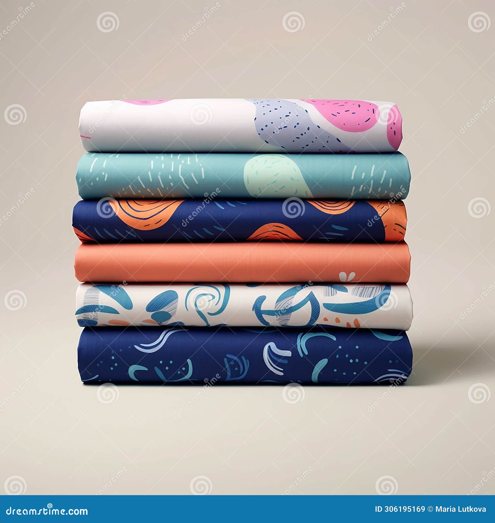 Colorful Textile Fabric Stack Mockup Stock Illustration - Illustration ...