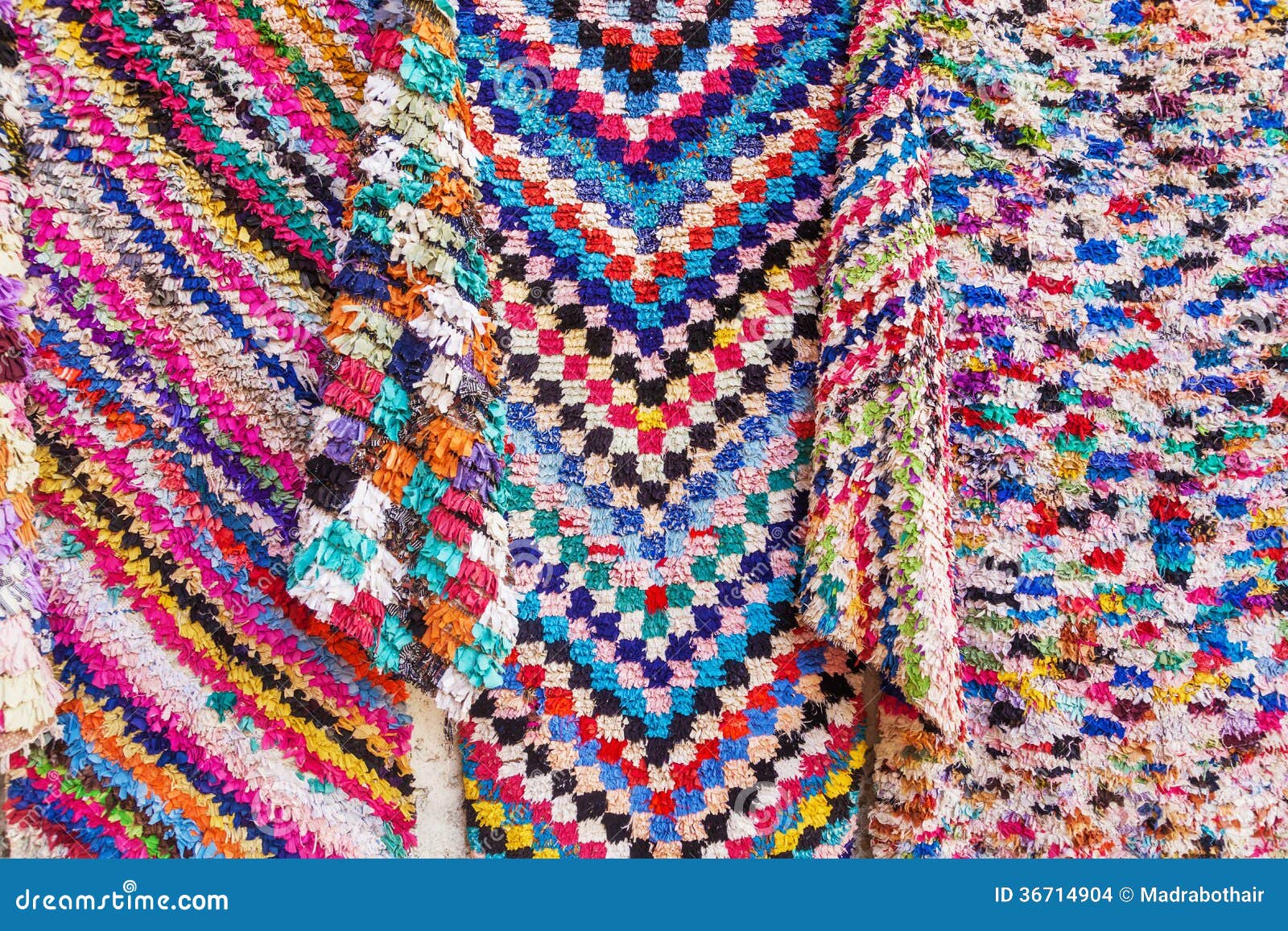 Colorful Textile Works of Morocco Stock Photo - Image of pattern, souk ...
