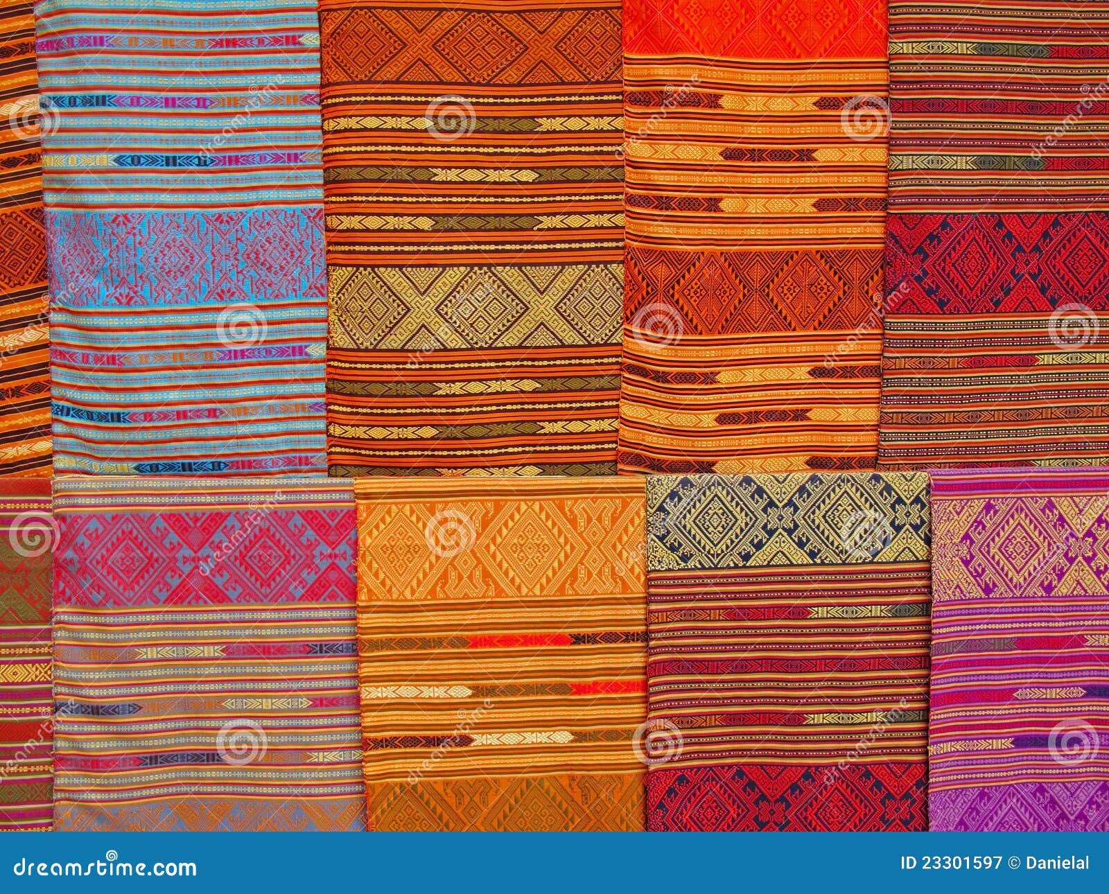 Colorful textiles in Laos stock image. Image of weaving - 23301597