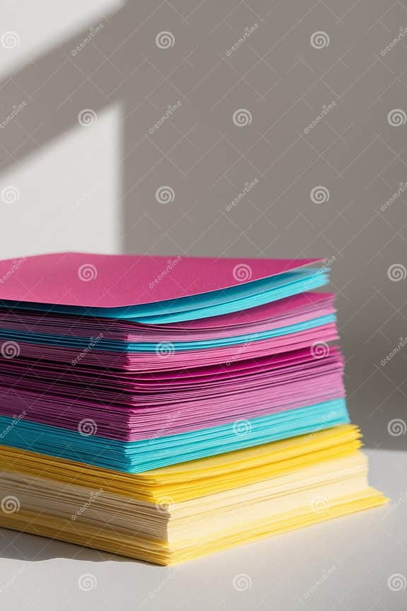 Colorful Textured Paper Stacks for Creative Projects. Stock Image ...