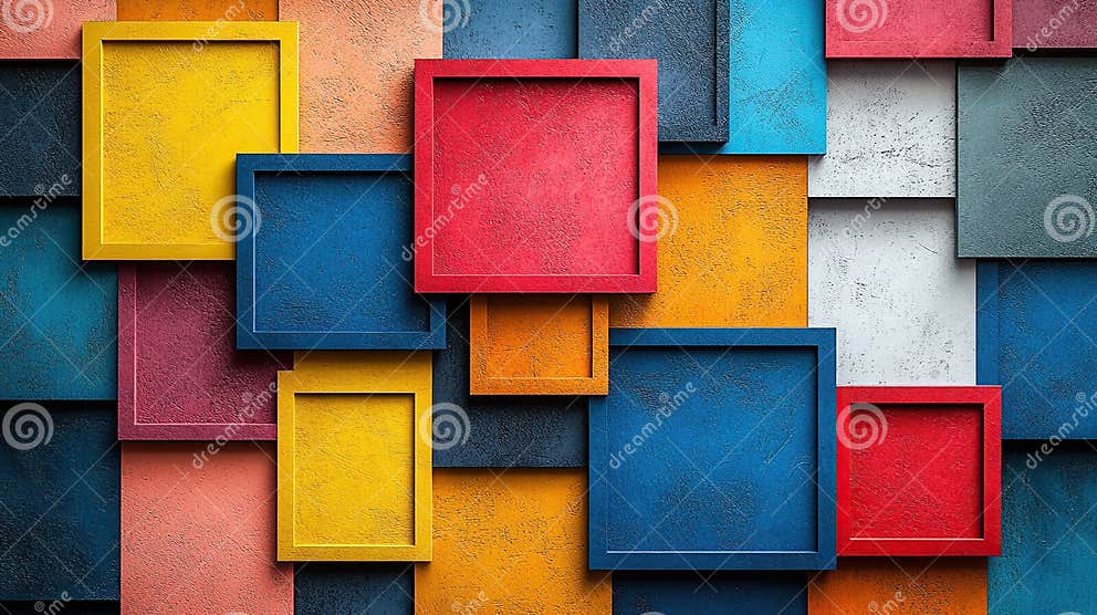 Colorful Textured Square Frames Overlapping on a Wall Stock ...
