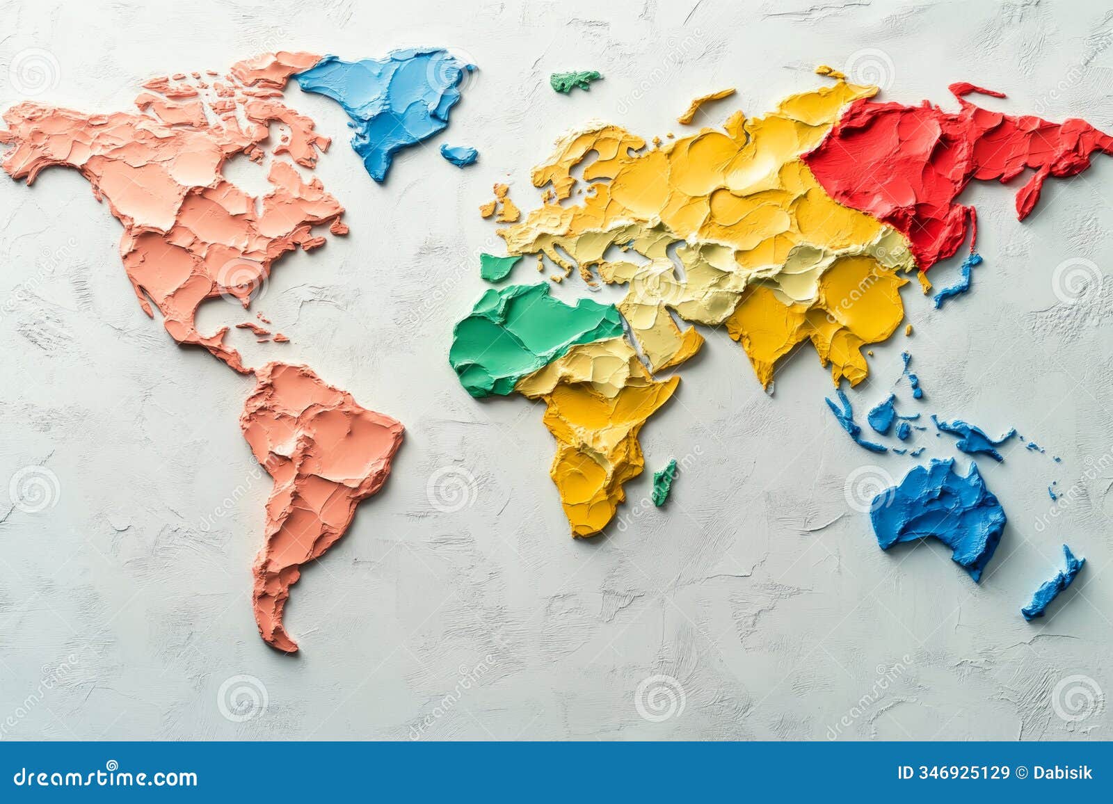 Textured World Map With Metallic Continents On Abstract Blue Background ...