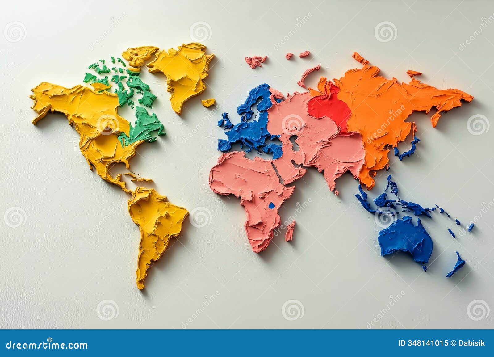 Textured World Map With Metallic Continents On Abstract Blue Background ...