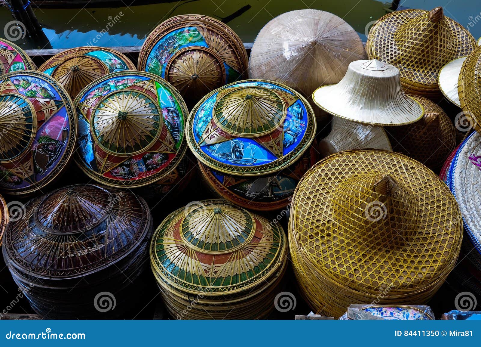 Colorful thai hats stock photo. Image of thai, path, tower - 84411350