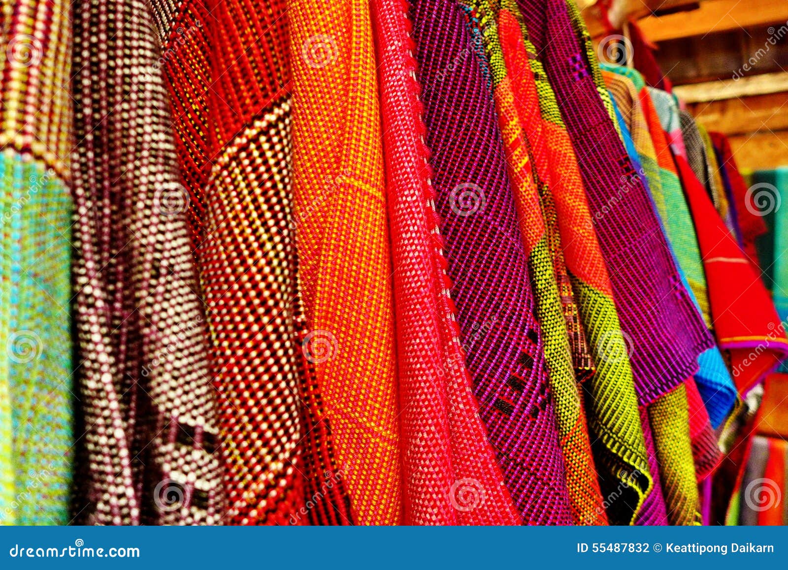 Colorful Thai Native Fabric in Chiangmai Stock Photo - Image of cotton ...