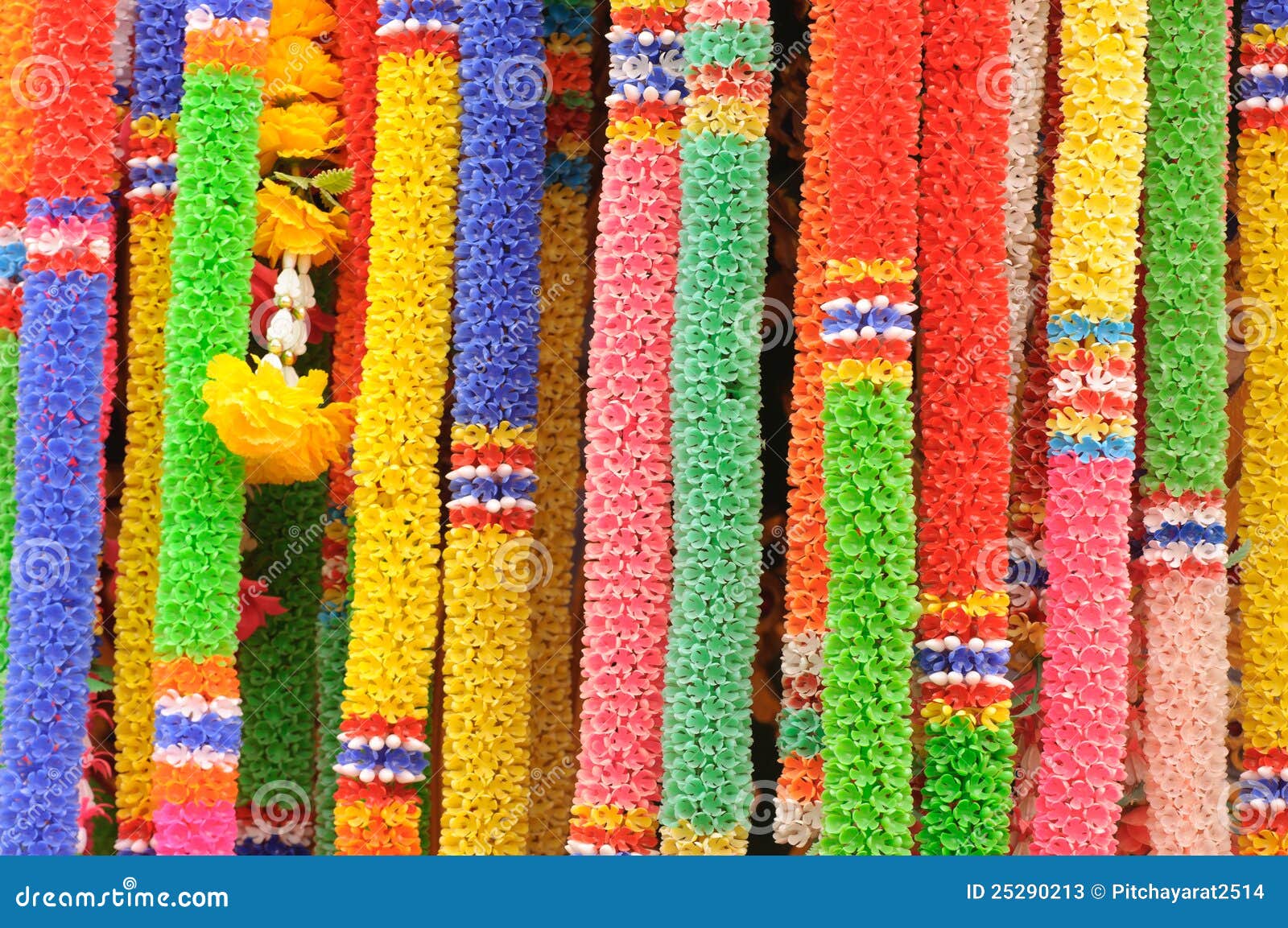 Colorful Thai Plastic Garland Stock Image - Image of hindu, flower ...