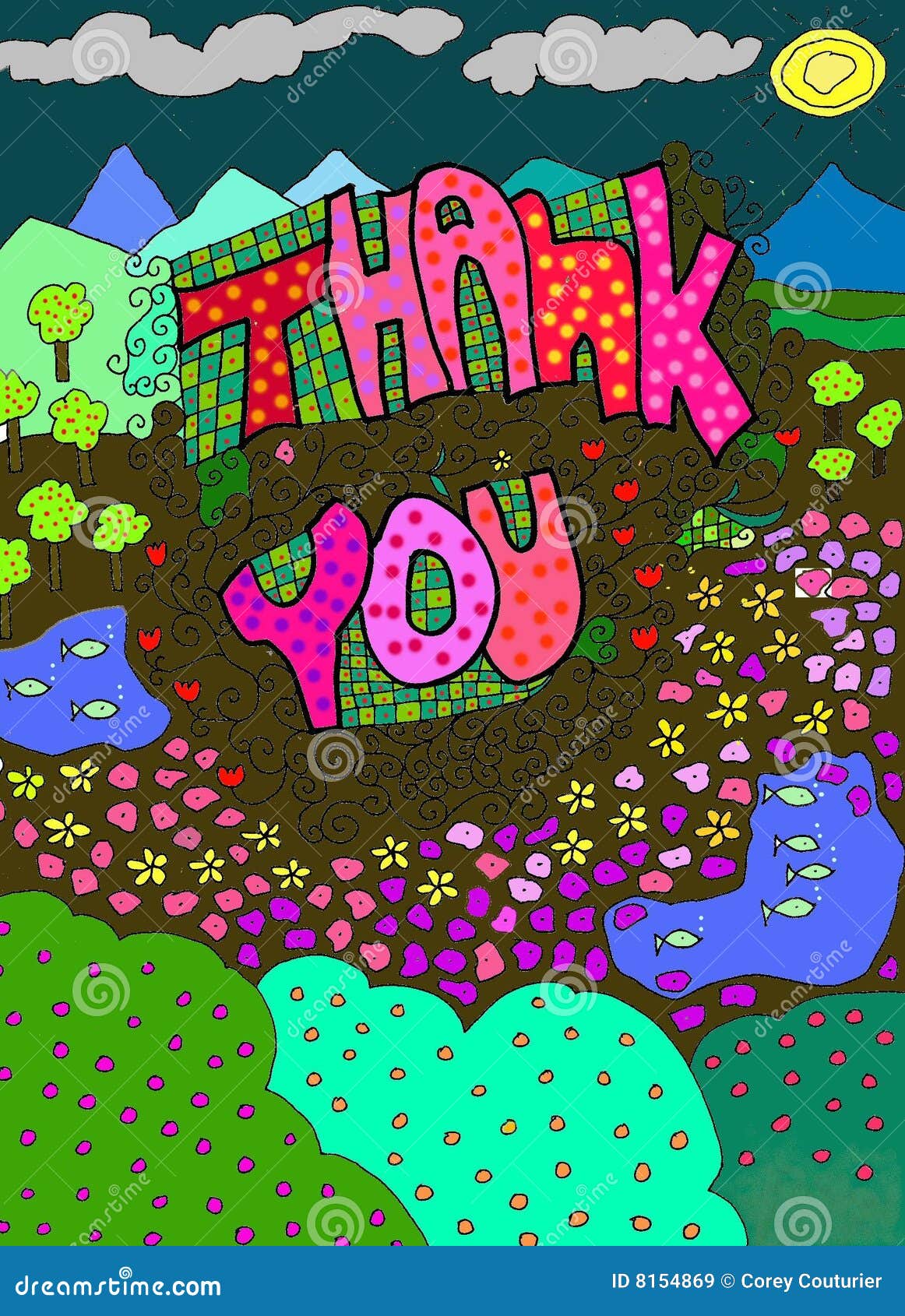 Colorful Thank You stock illustration. Illustration of greeting - 8154869