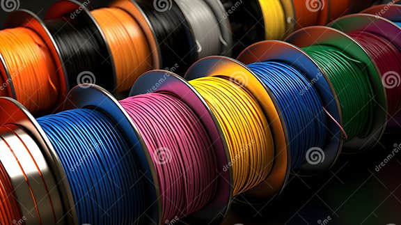 Colorful Thread Spools for 3D Printing. Coils of Different Colored ...