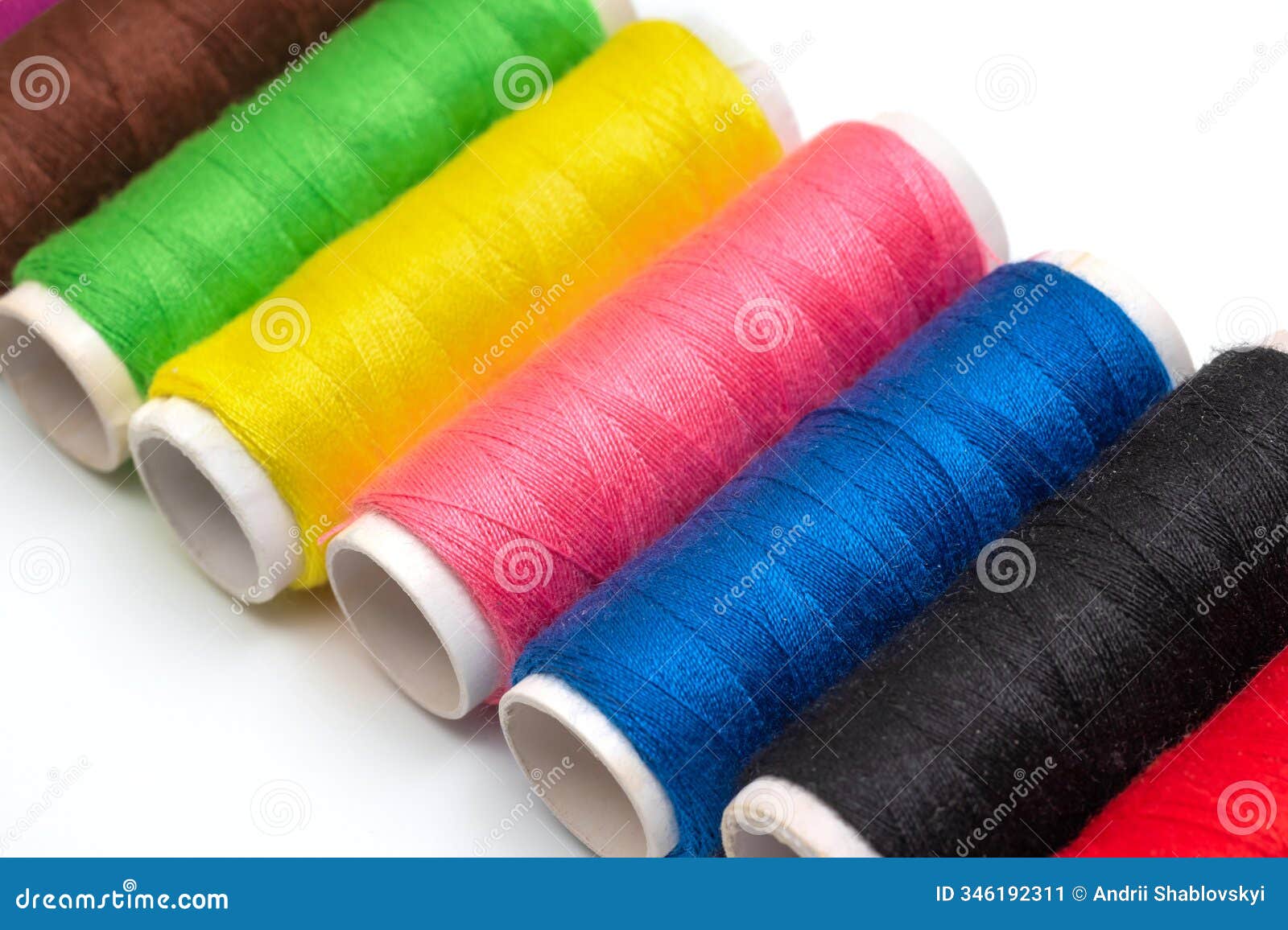 Colorful Threads Close-up on White Background Stock Image - Image of ...