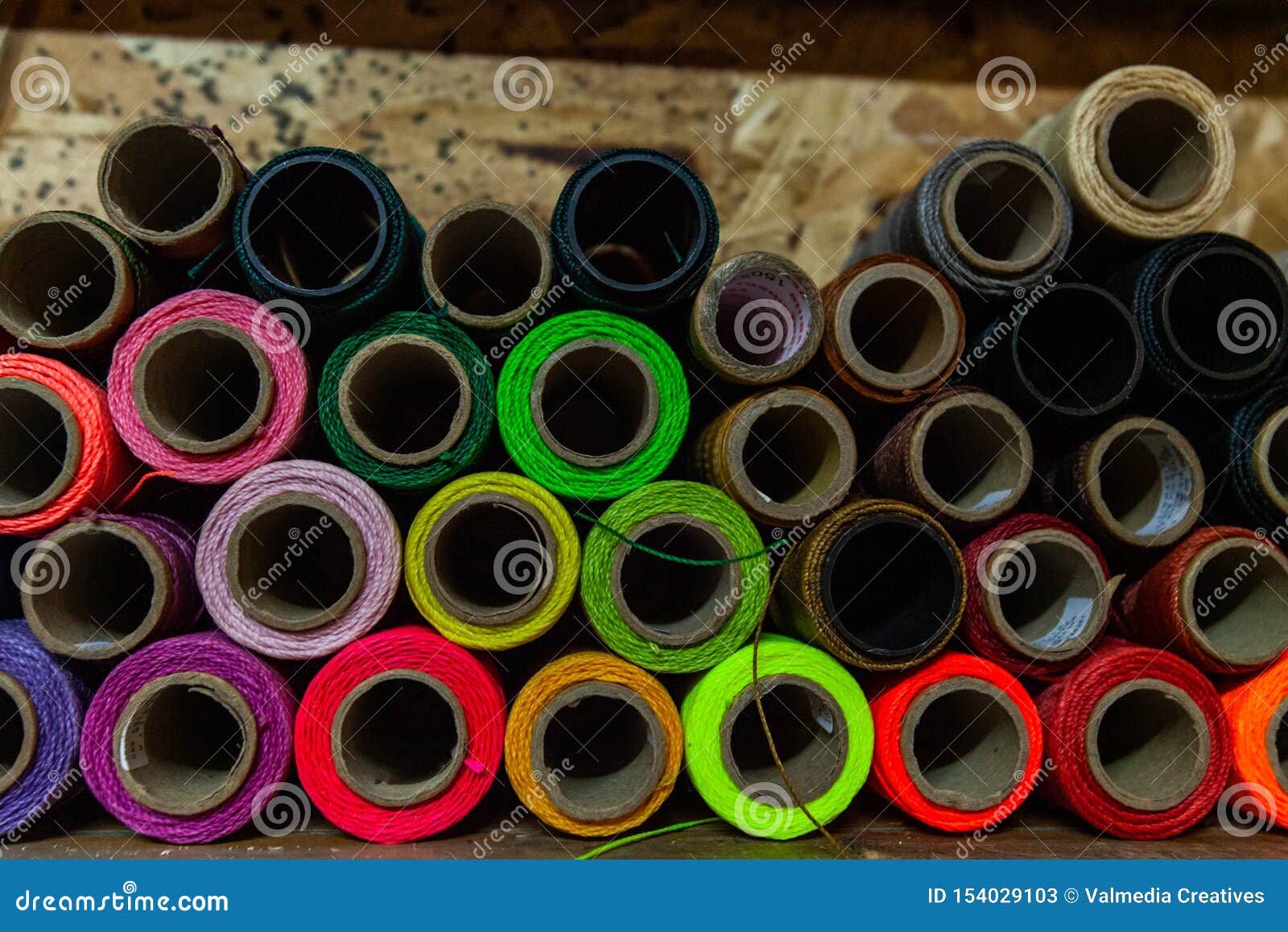 Colorful Threads on a Shelf in Workshop Stock Image - Image of creative ...