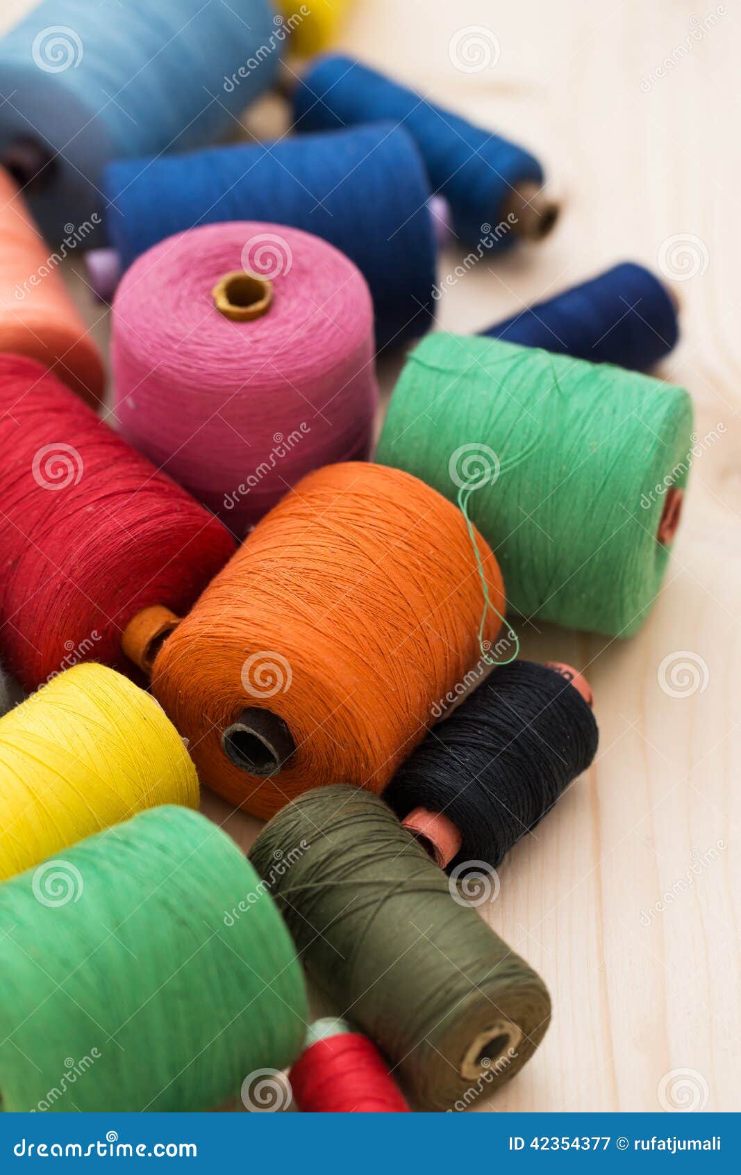 Colorful Threads on the Table Stock Image - Image of reel, brown: 42354377