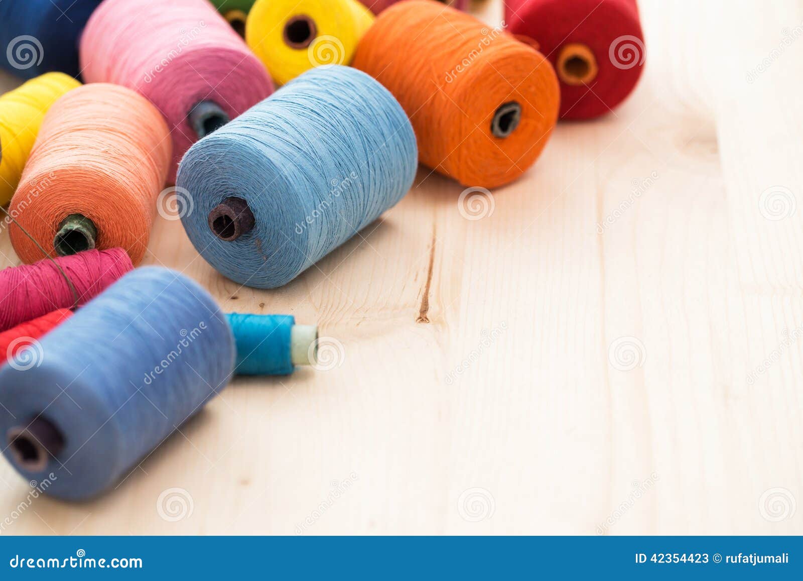 Colorful Threads on the Table Stock Image - Image of objects, sewing ...