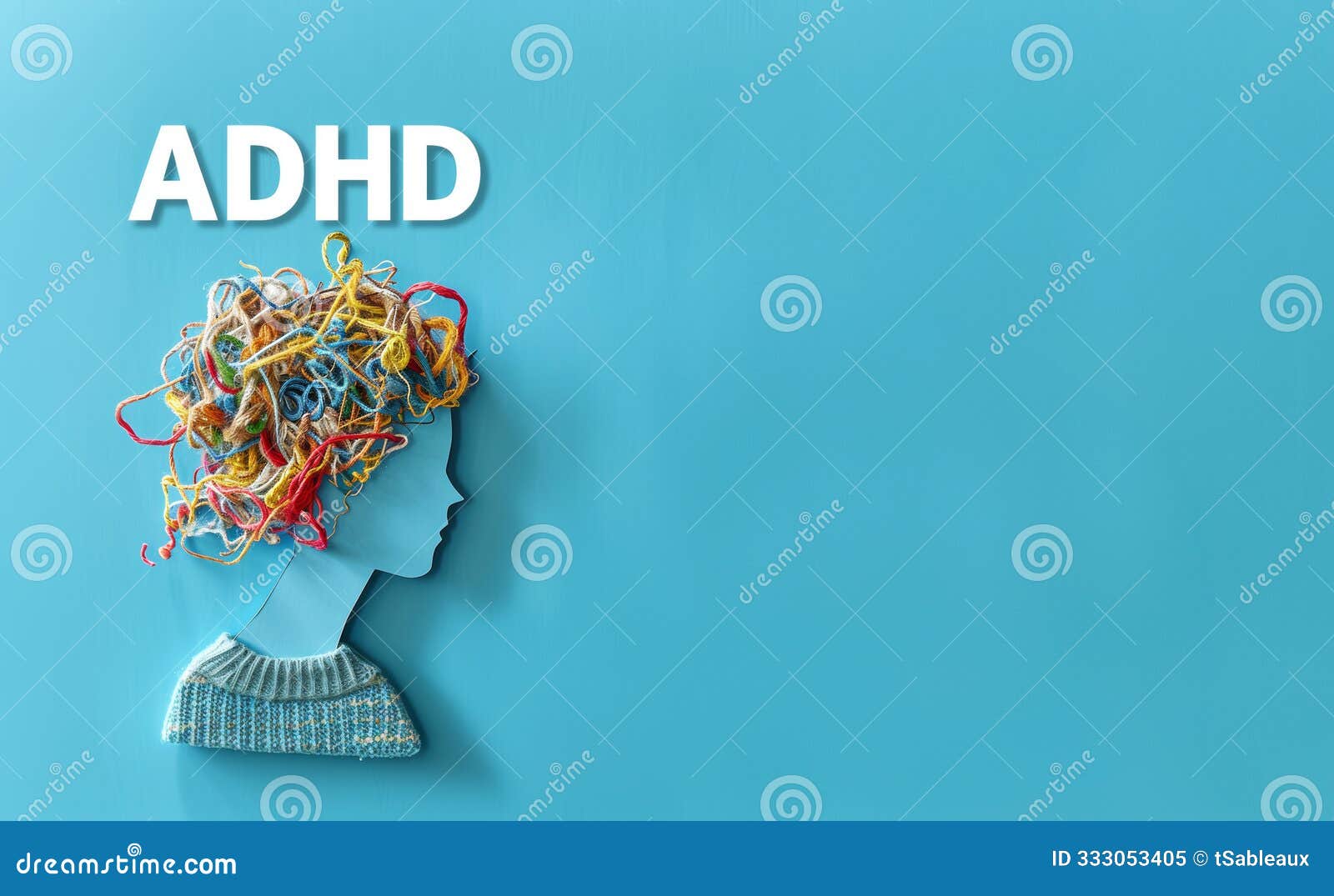 Colorful Threads To Symbolize Thoughts on a Blue Background with a ...