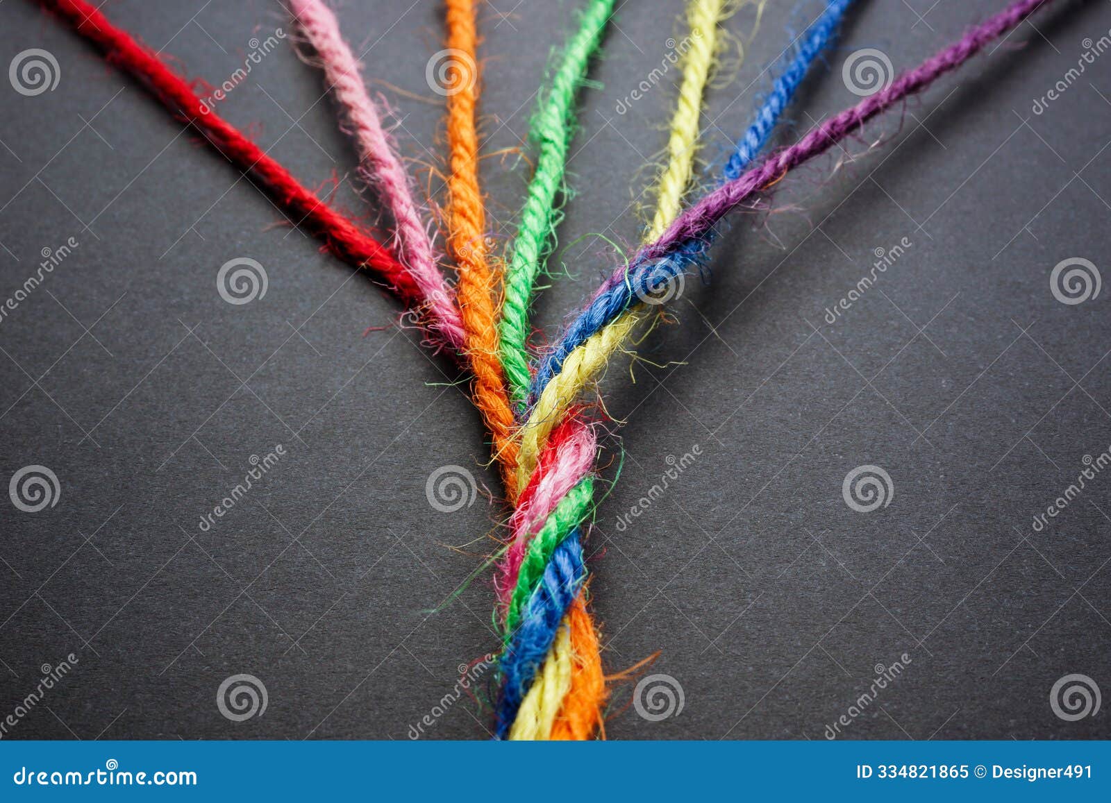 Colorful Threads Twisted into a Rope As a Symbol of Creativity or Team ...
