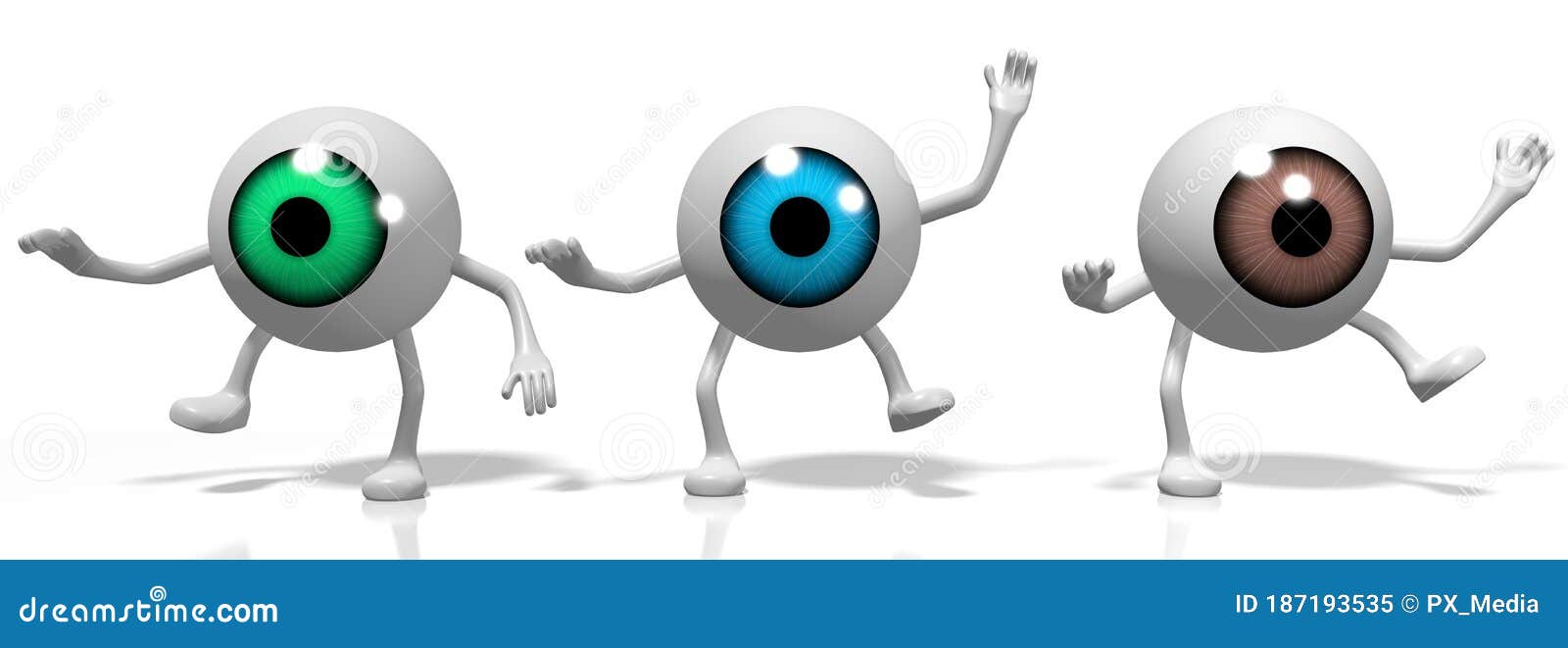 Cartoon Colorful Eyeballs, White Background - 3D Illustration Stock ...