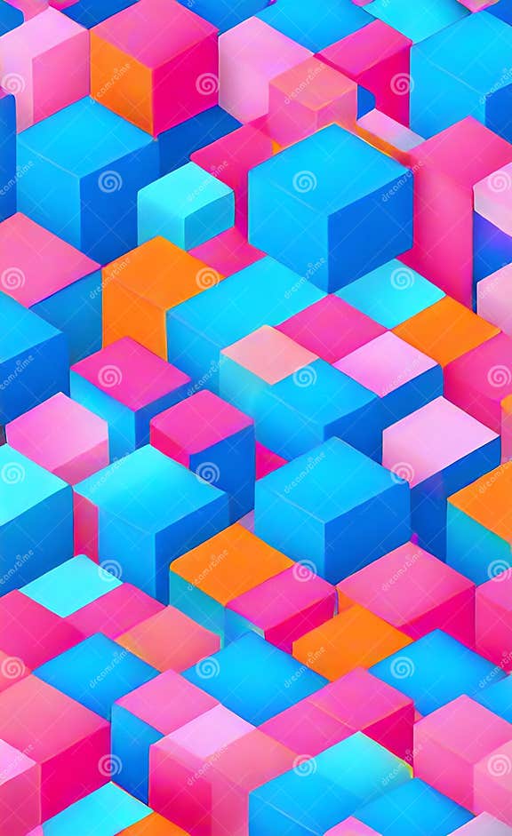 Colorful Three Dimensional Cube Background Texture. a Wall with ...