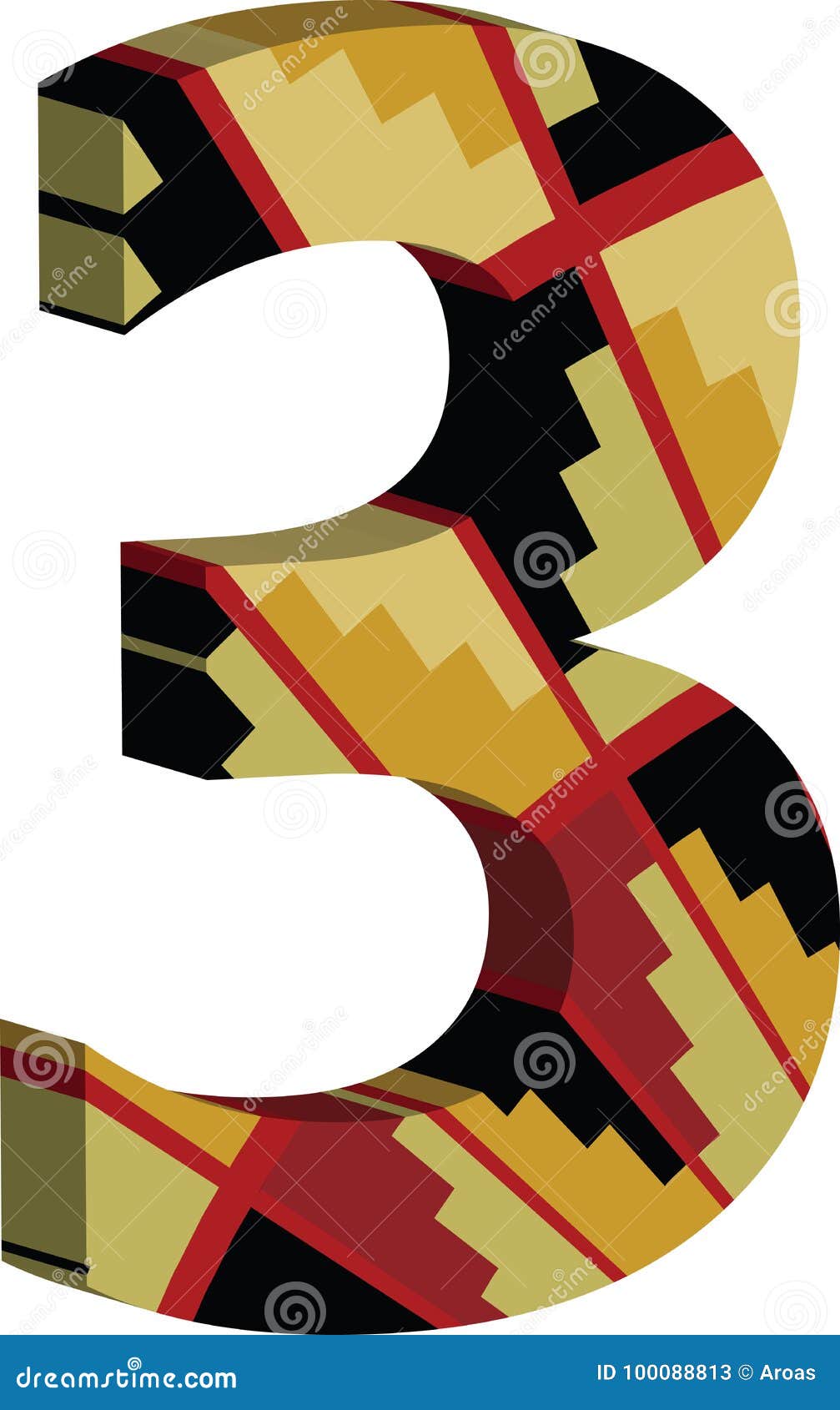 3d font number 3 stock vector. Illustration of font - 100088813