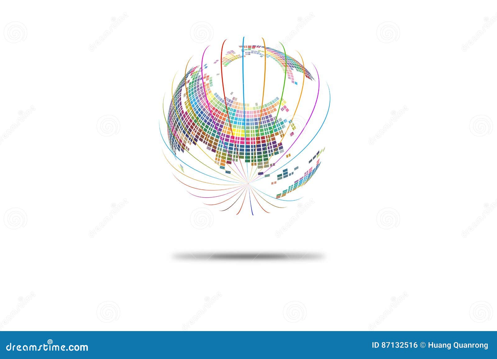 Colorful Three-dimensional Spherical Map of the World, Abstract Vector ...