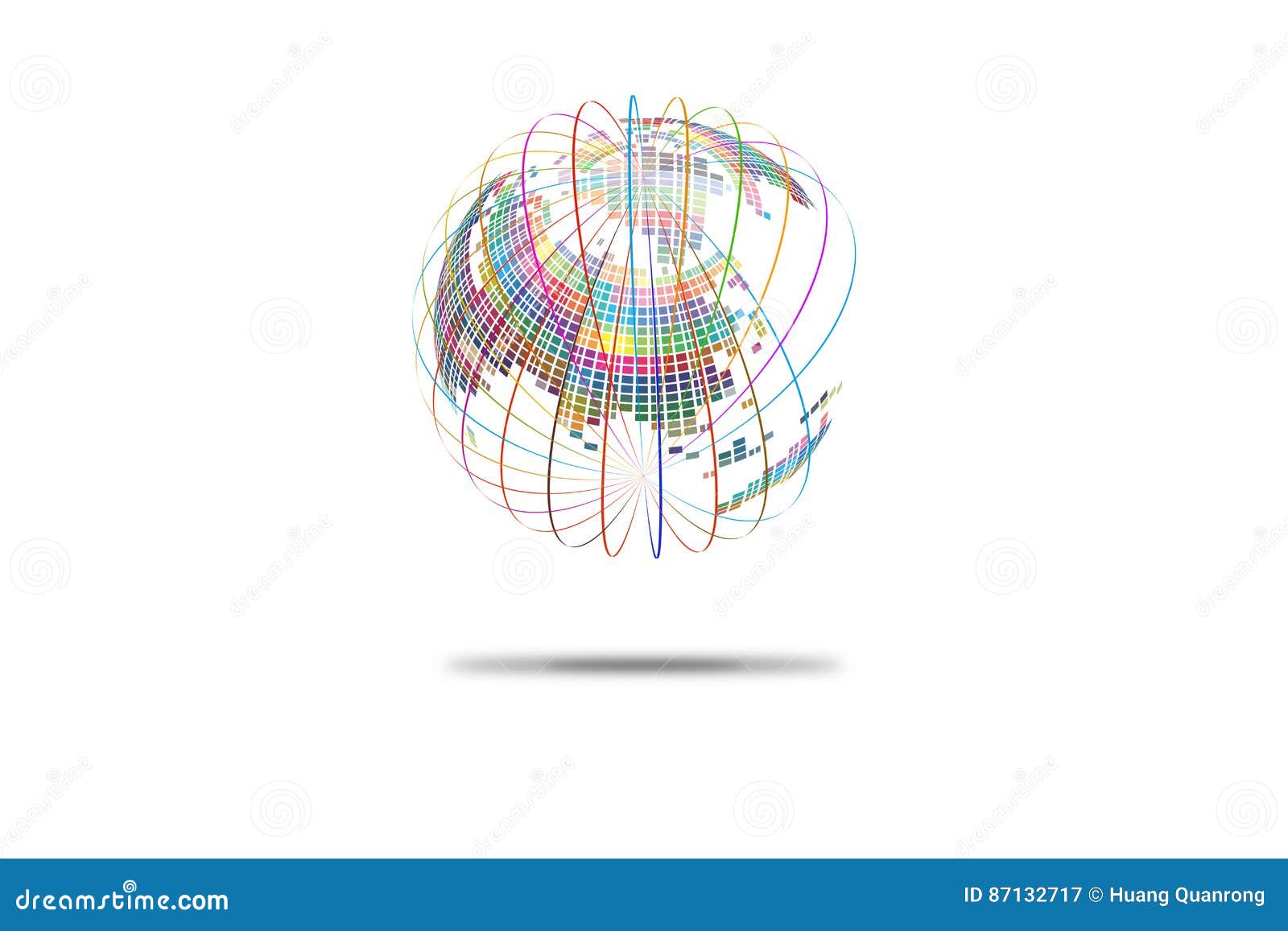 Colorful Three-dimensional Spherical Map of the World, Abstract Vector ...