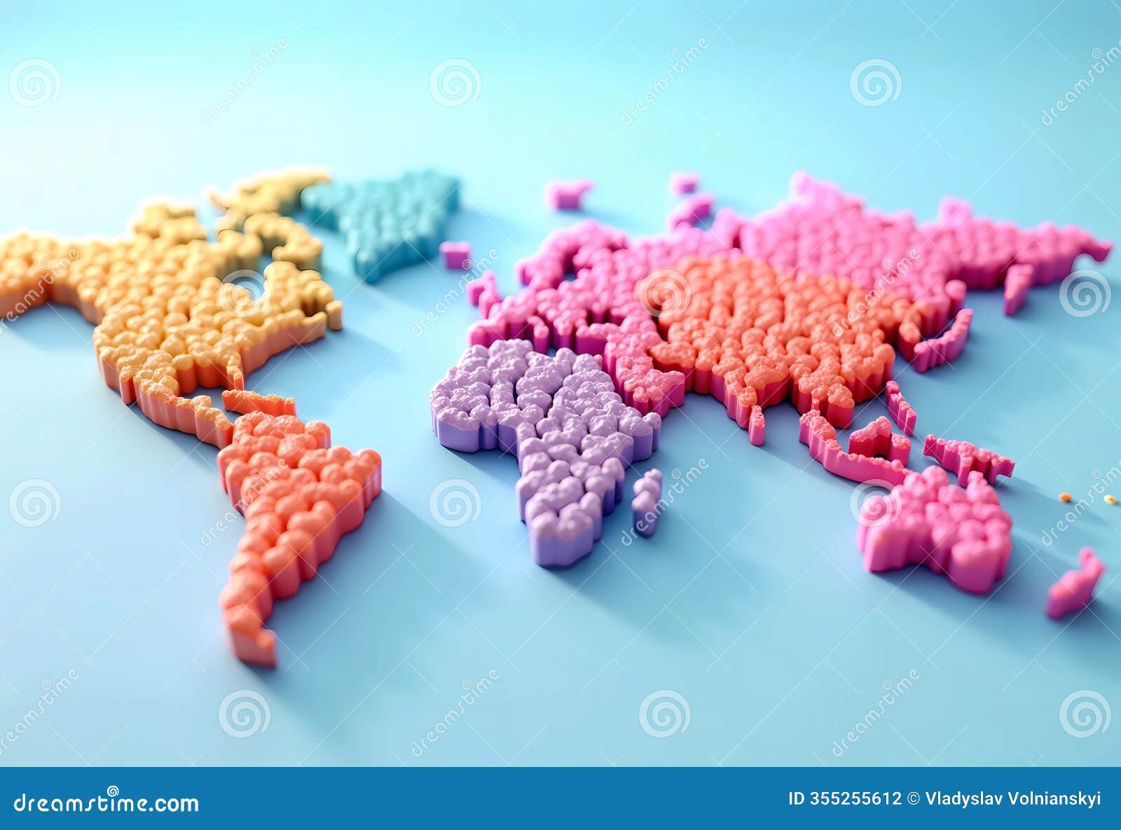 Colorful Three-Dimensional World Map Showcasing Creativity and ...