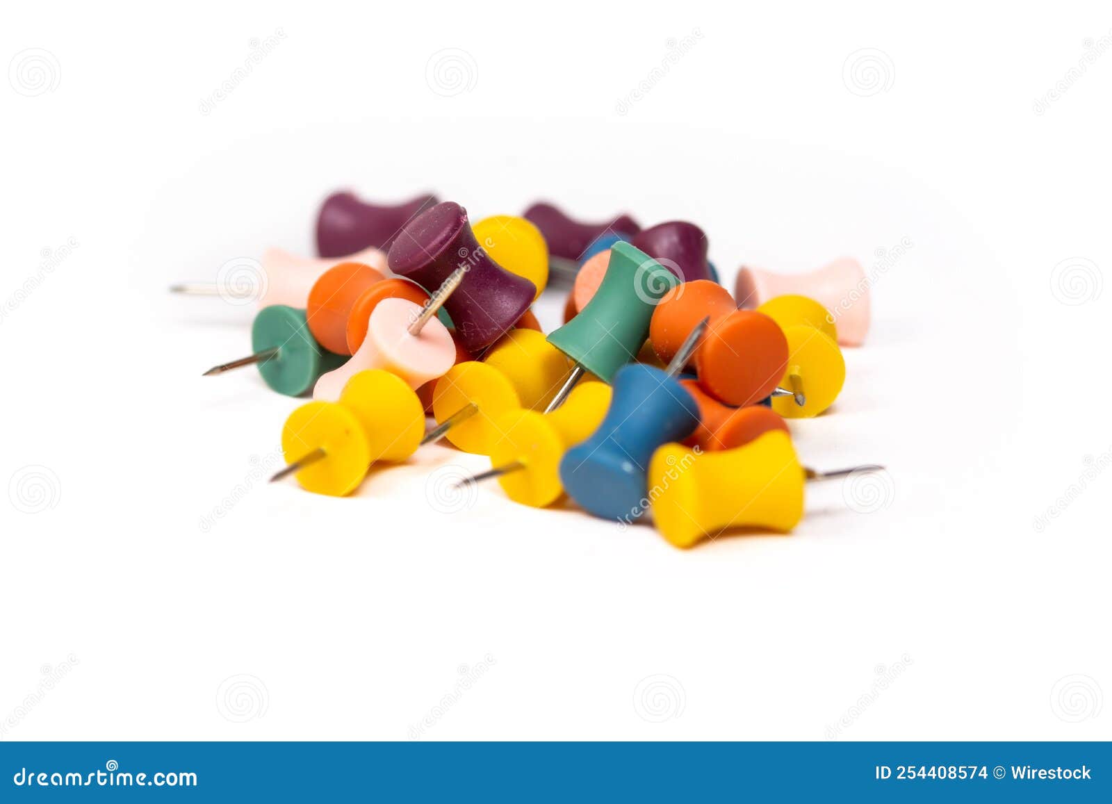 Pile of Thumbtacks on White Background Stock Photo - Image of green ...