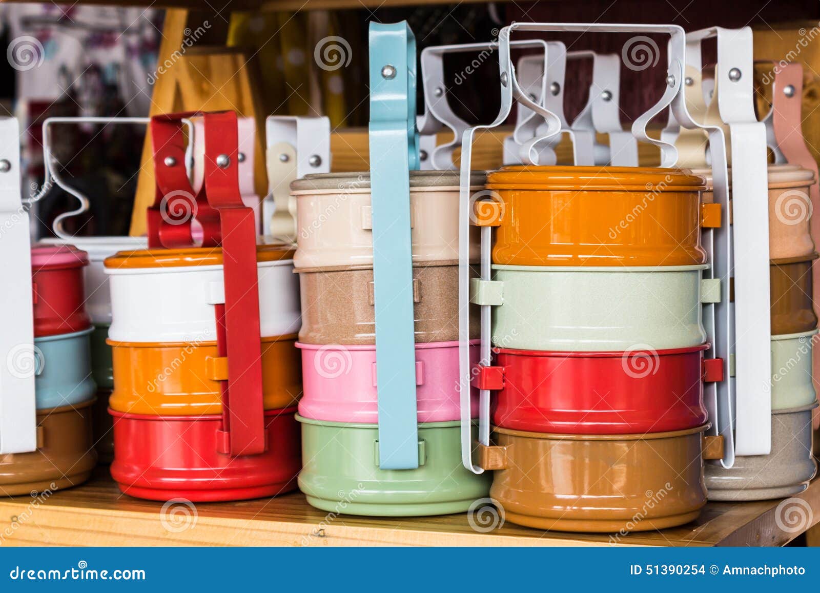 Colorful of tiffin box . stock photo. Image of delivery - 51390254
