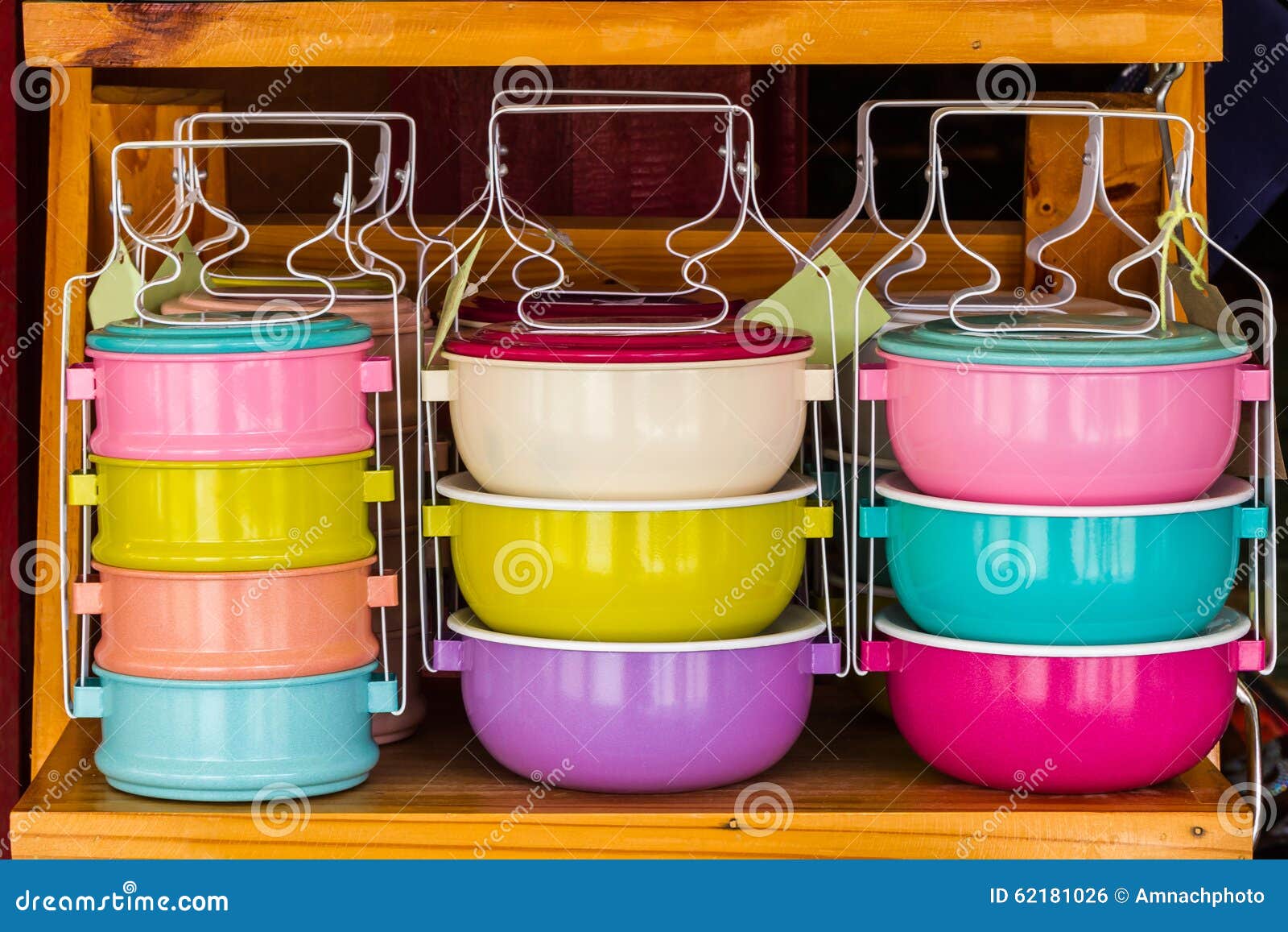 Colorful of tiffin box. stock photo. Image of healthy - 62181026