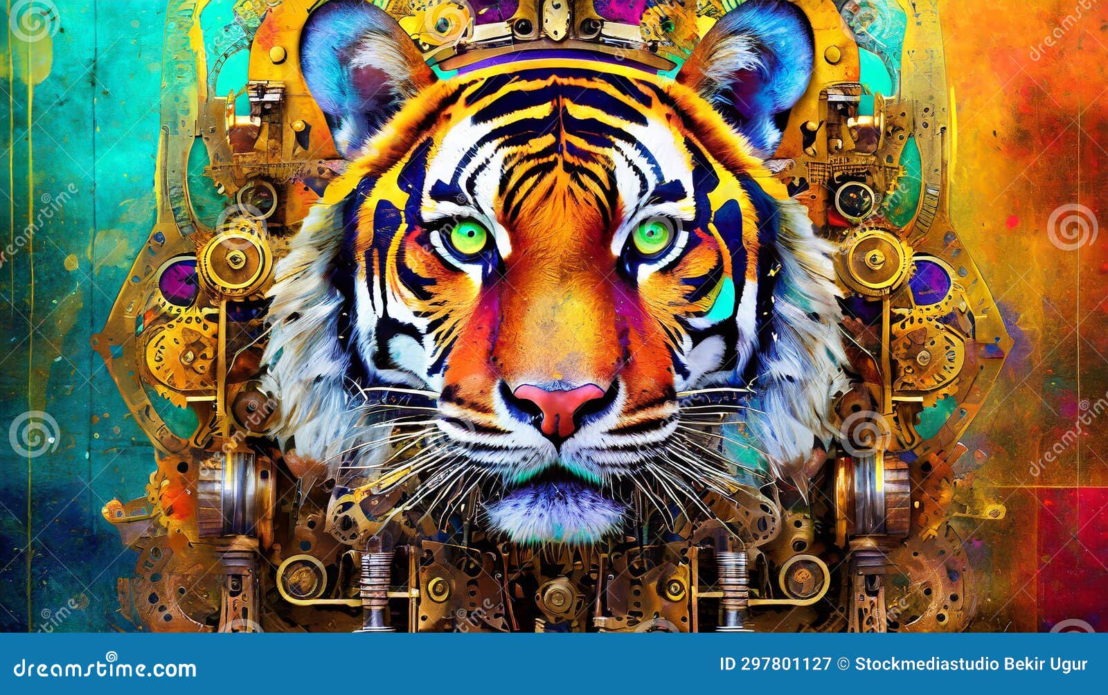 Colorful Tiger stock illustration. Illustration of symmetry - 297801127