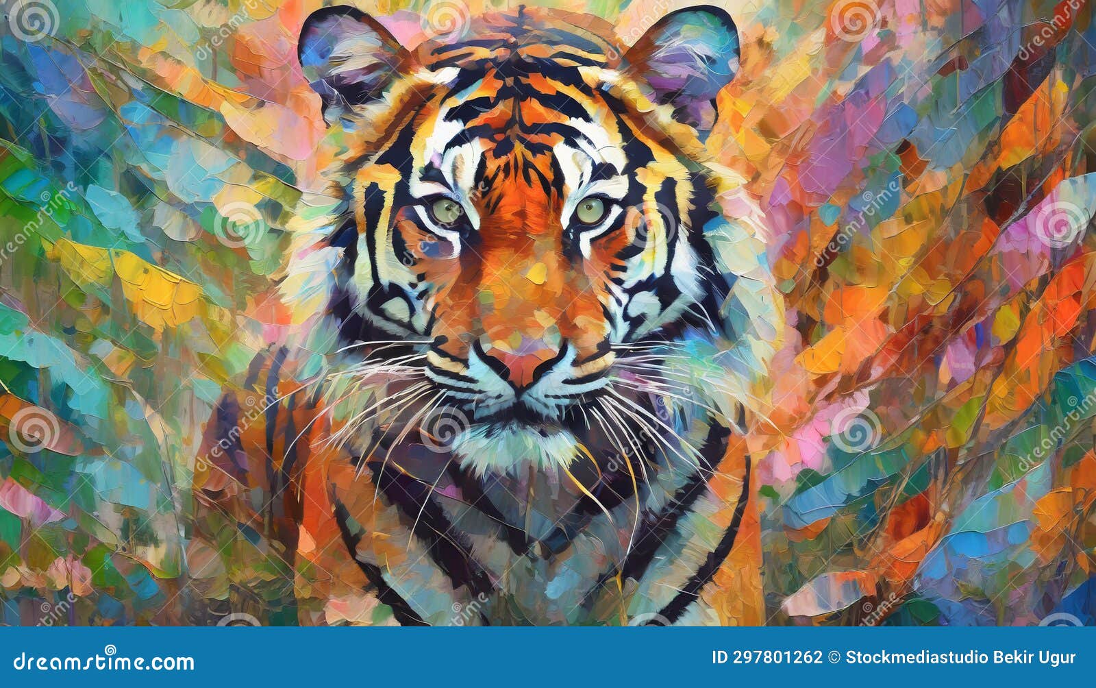 Colorful Tiger stock illustration. Illustration of line - 297801262