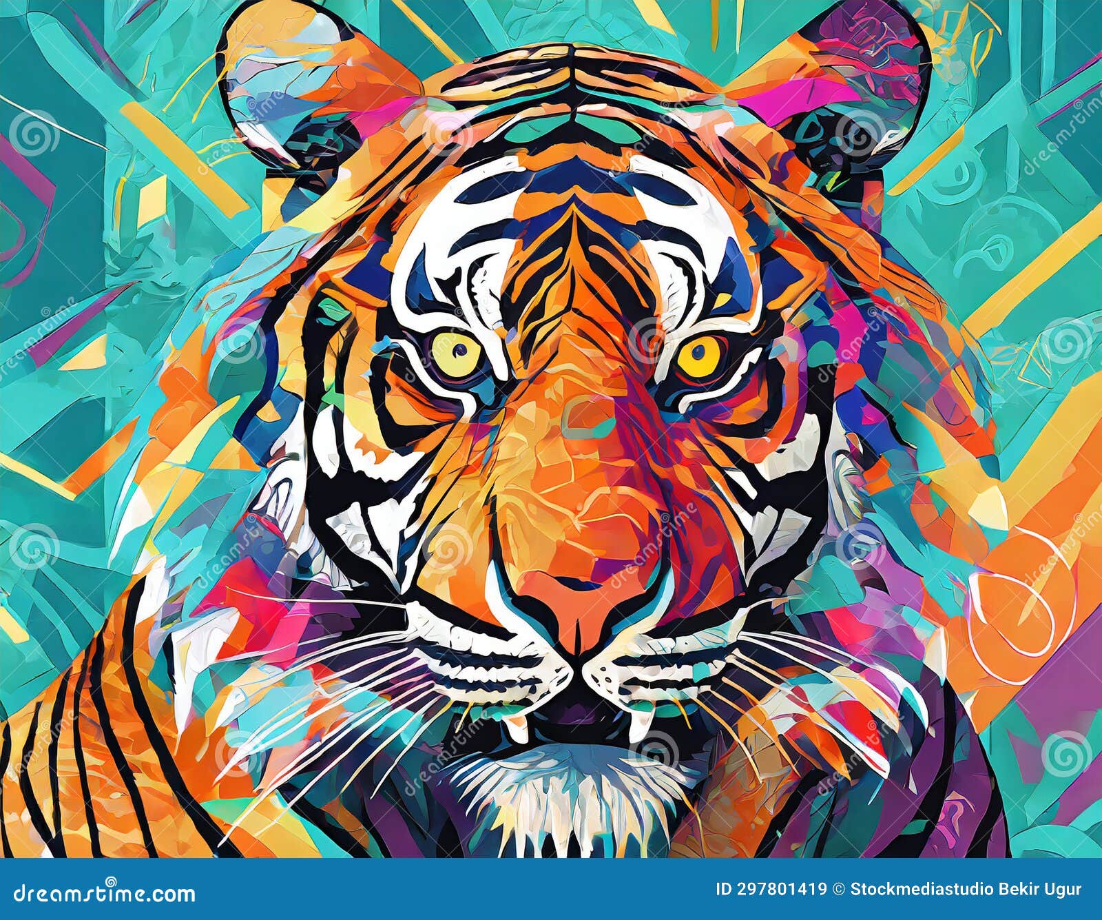 Colorful Tiger stock illustration. Illustration of design - 297801419