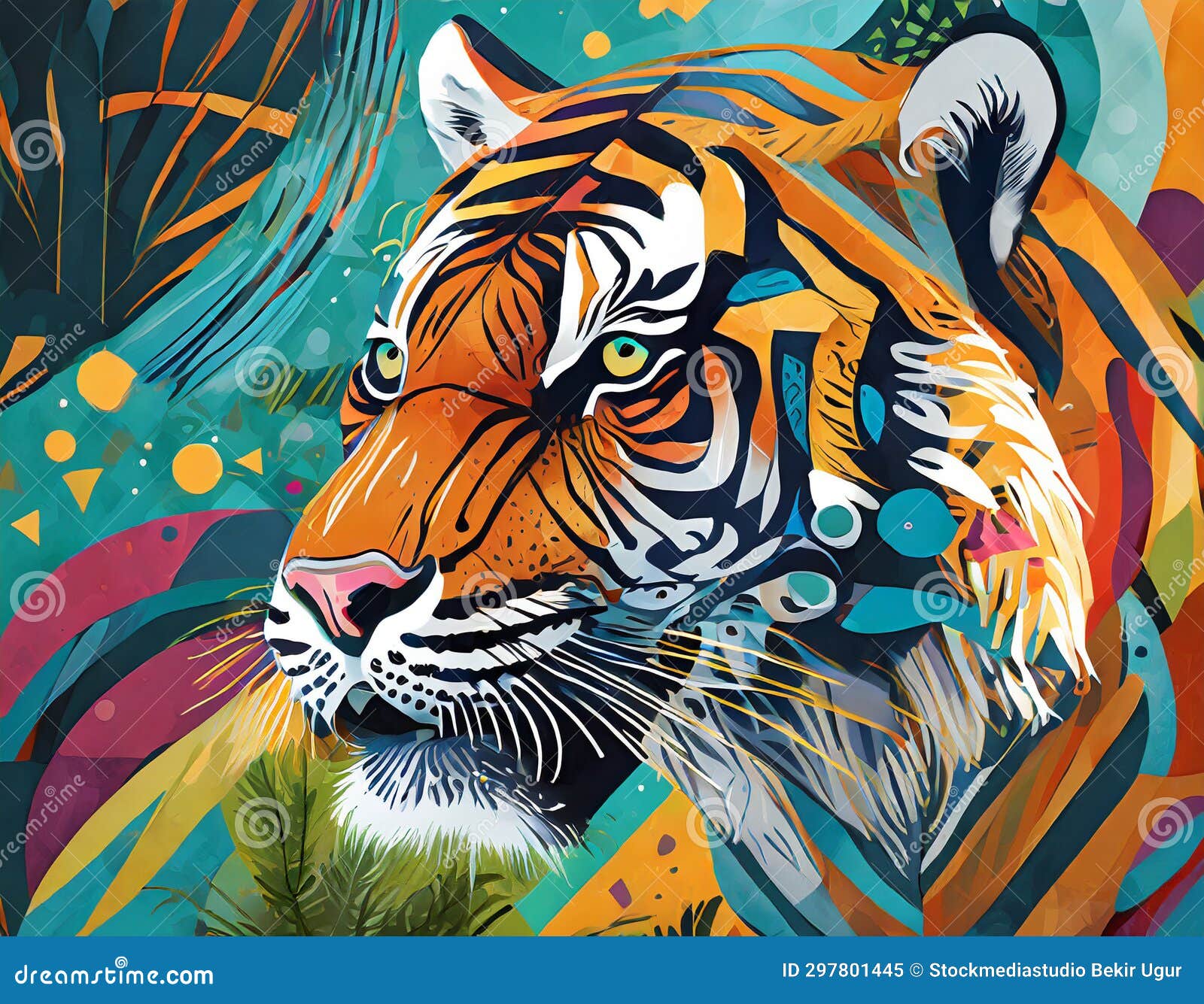 Colorful Tiger stock illustration. Illustration of colourful - 297801445