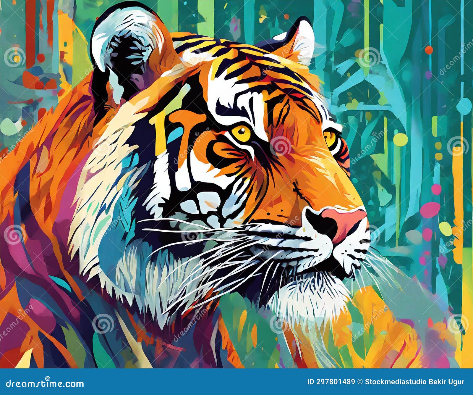 Colorful Tiger stock illustration. Illustration of vibrant - 297801489