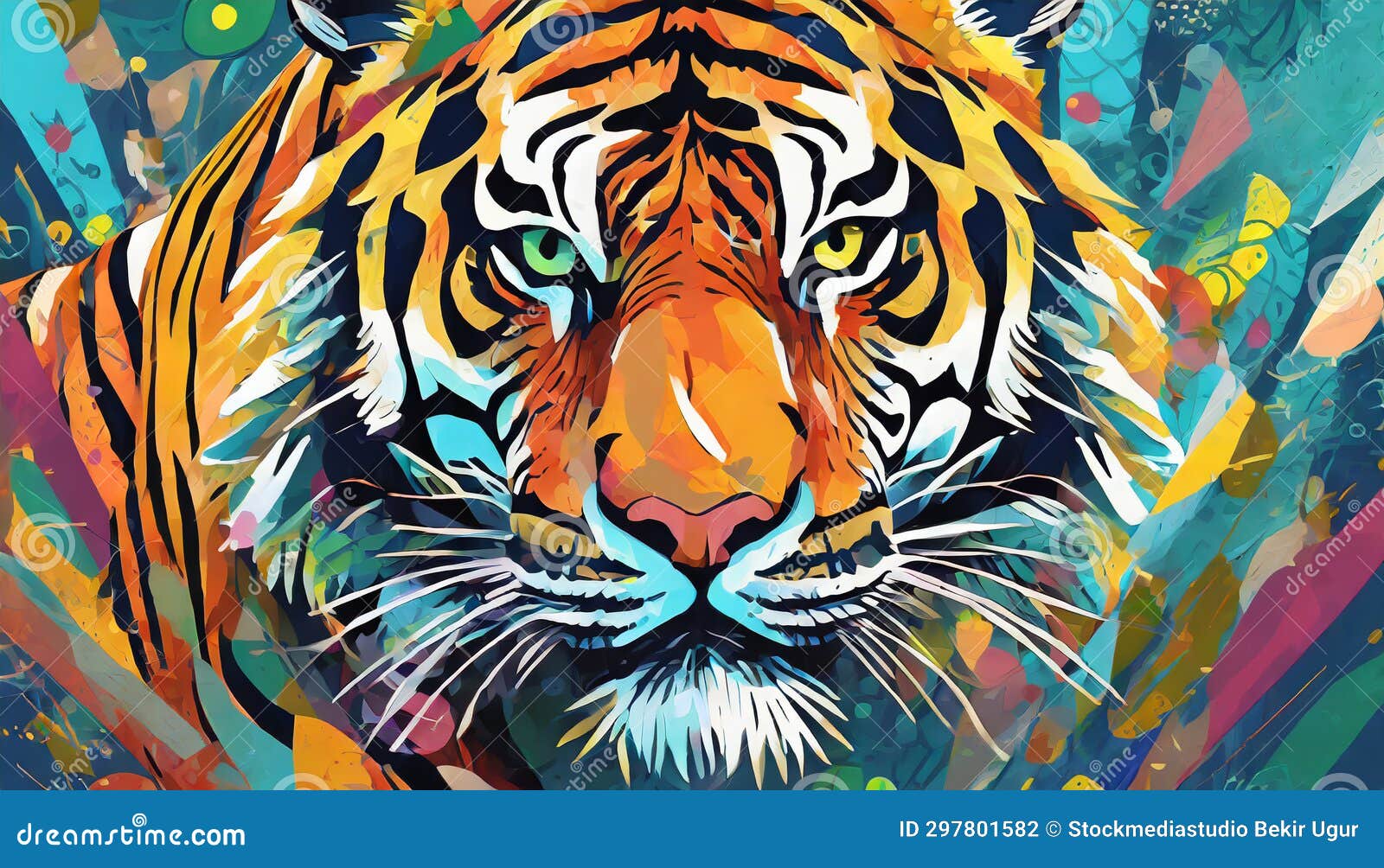 Colorful Tiger stock illustration. Illustration of cartoon - 297801582