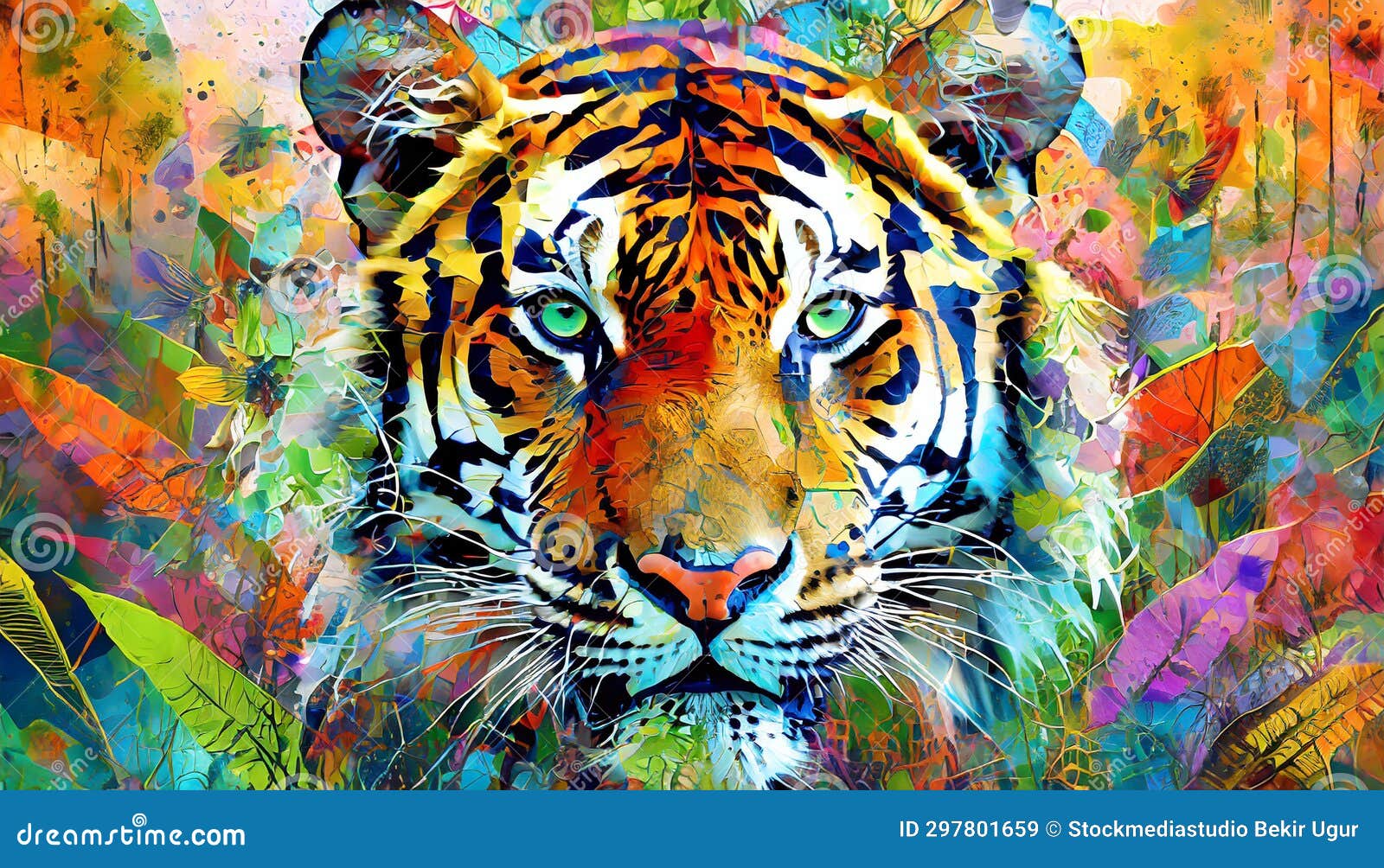 Colorful Tiger stock illustration. Illustration of vibrant - 297801659